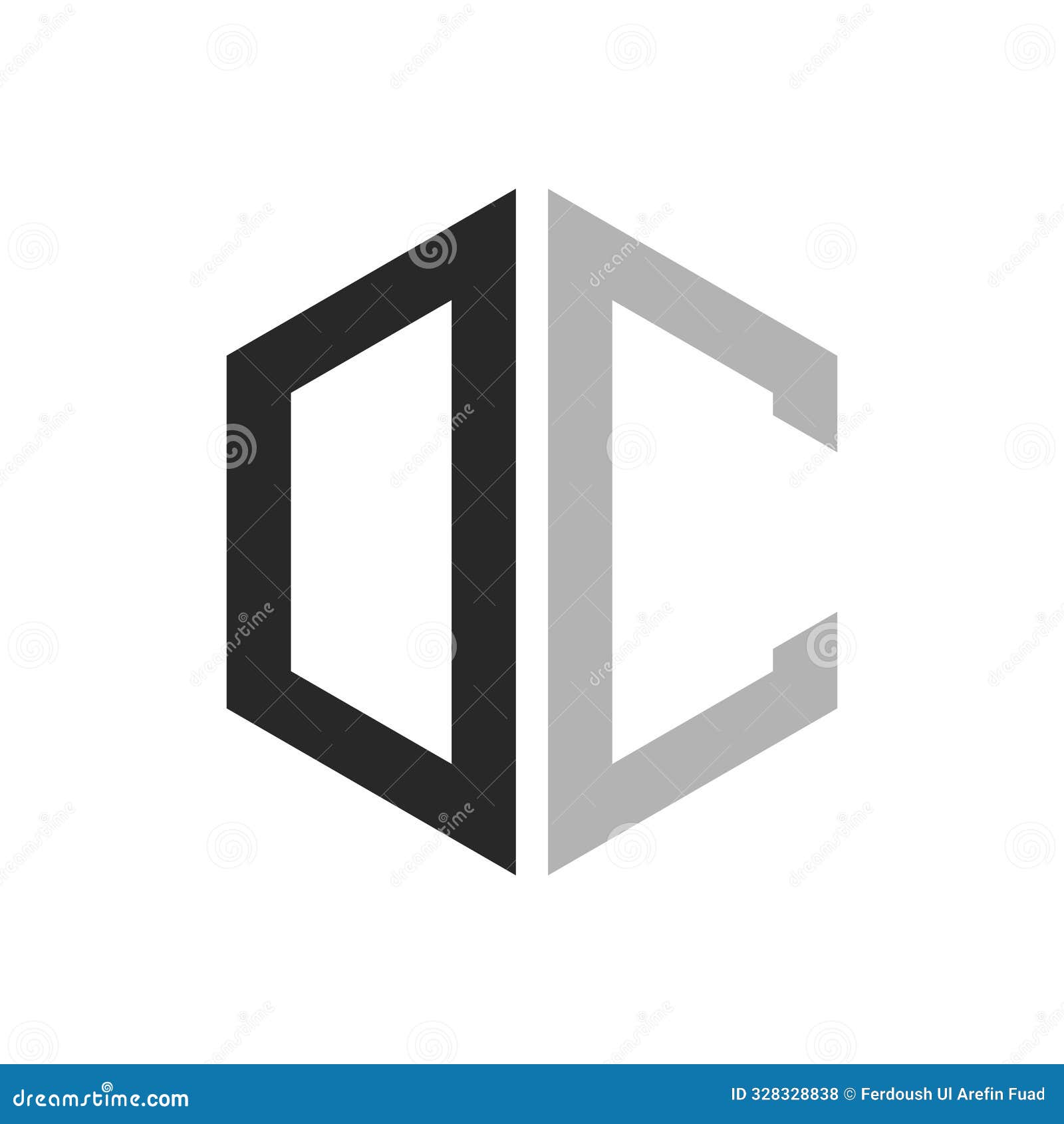 Modern Unique Hexagon Letter DC Logo Design Template. Elegant Initial ...