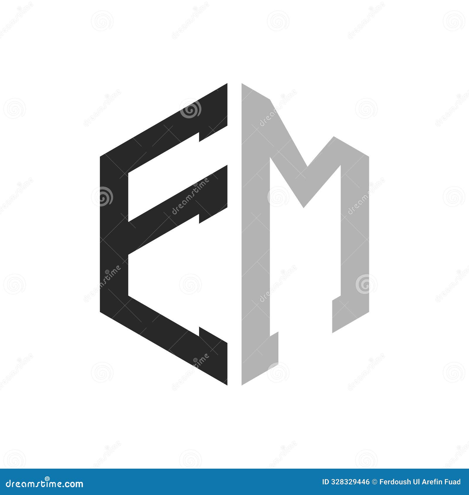 Modern Unique Hexagon Letter EM Logo Design Template. Elegant Initial ...