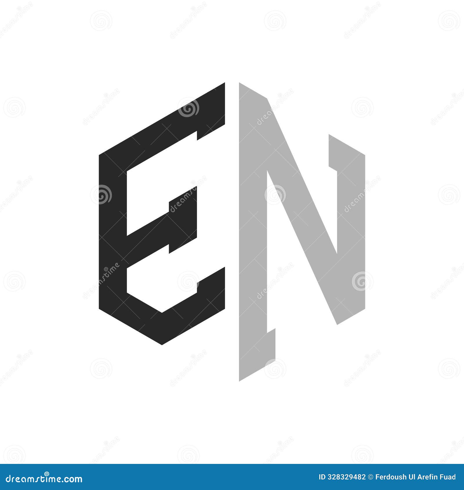 Modern Unique Hexagon Letter EN Logo Design Template. Elegant Initial ...