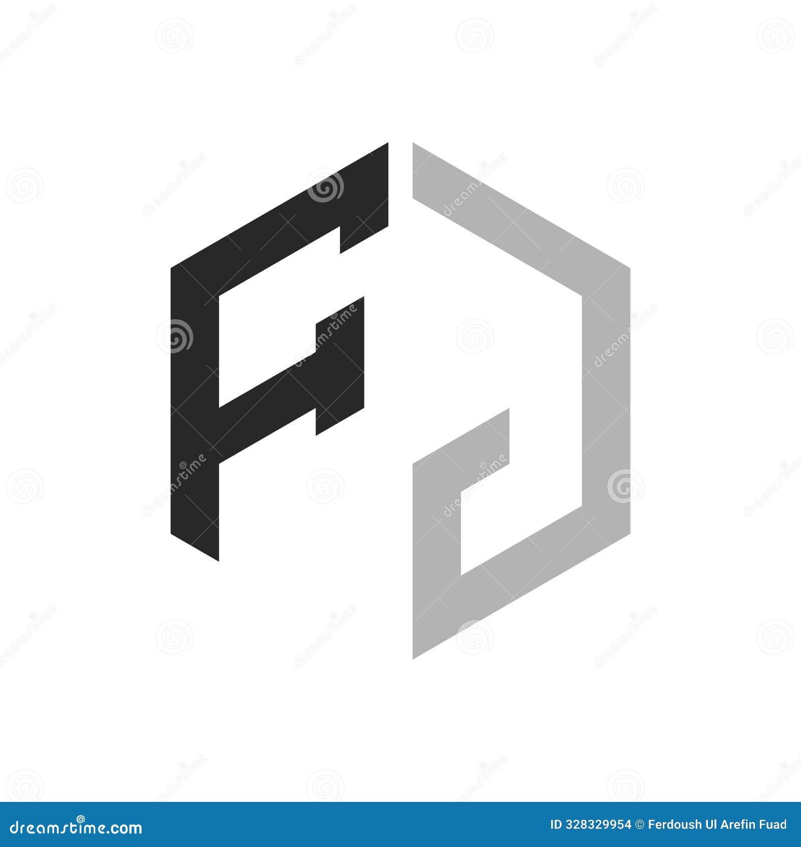Modern Unique Hexagon Letter FJ Logo Design Template. Elegant Initial ...