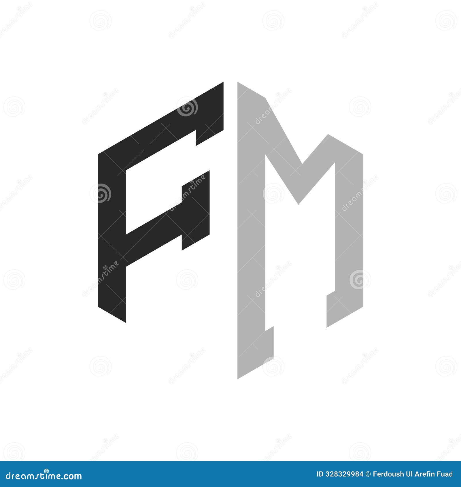 Modern Unique Hexagon Letter FM Logo Design Template. Elegant Initial ...