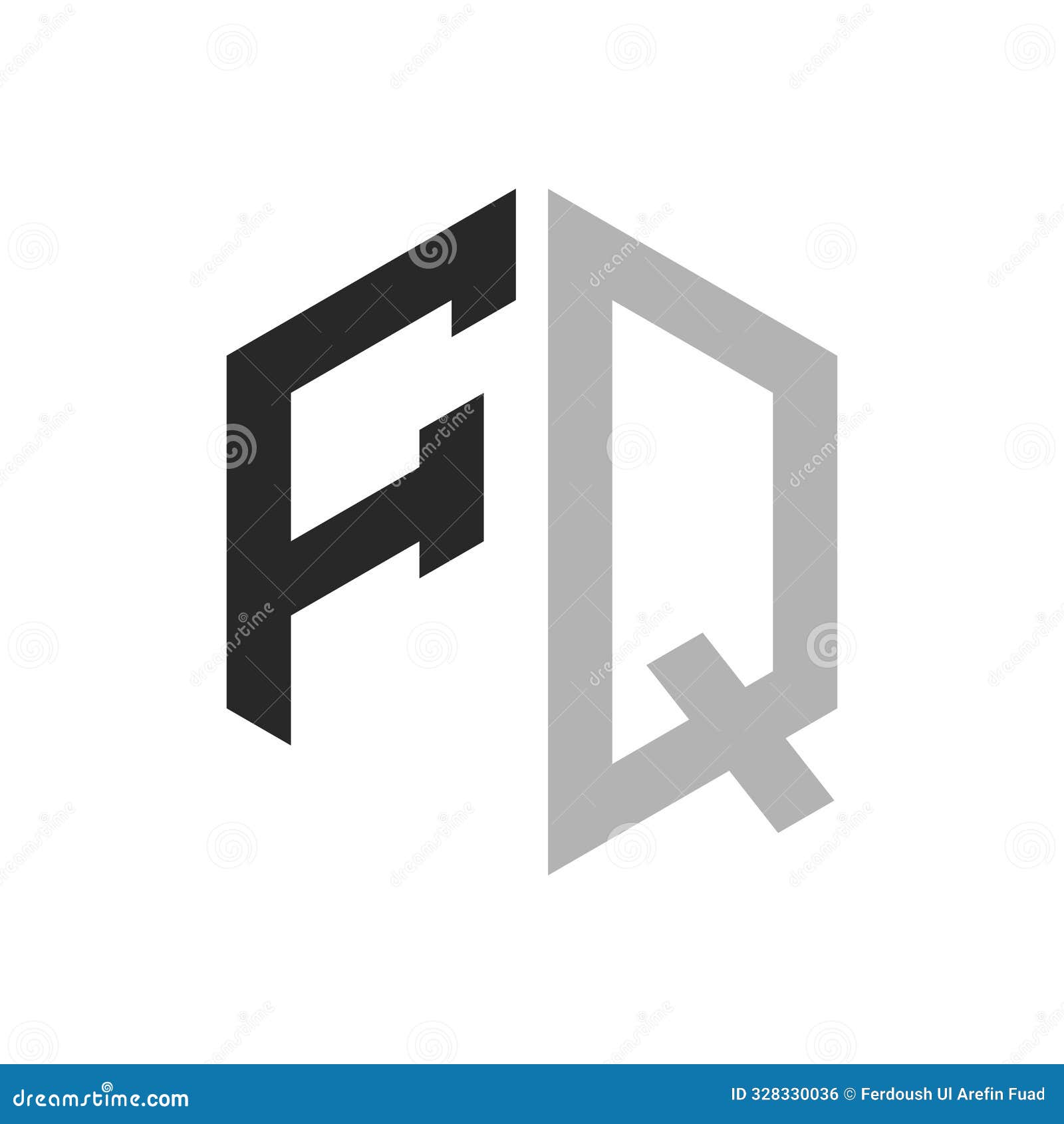 Modern Unique Hexagon Letter FQ Logo Design Template. Elegant Initial ...
