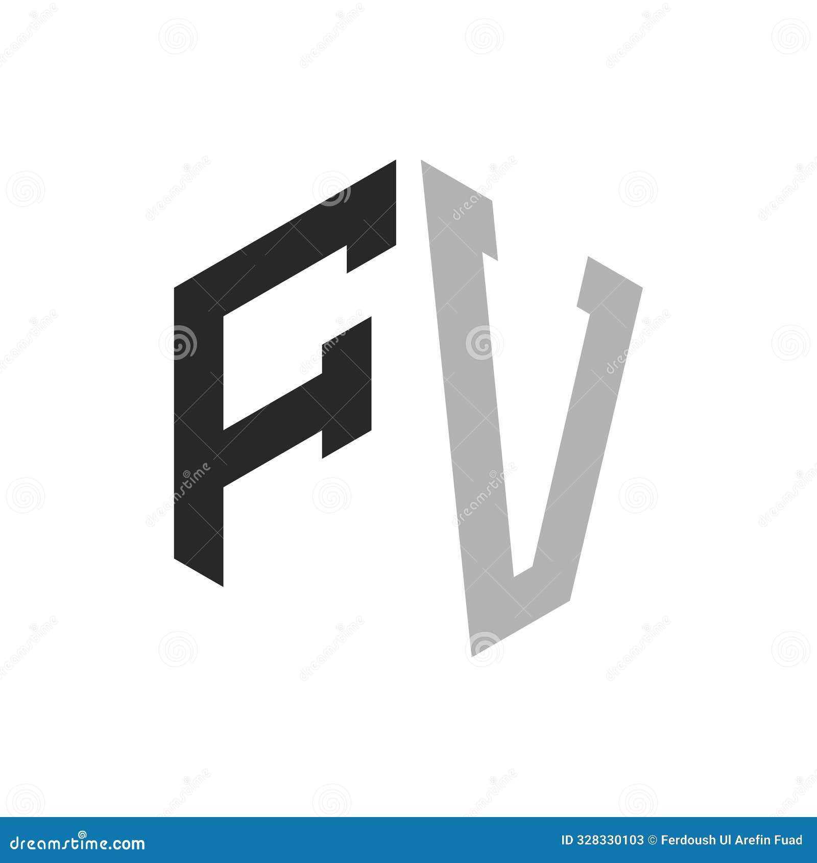 Modern Unique Hexagon Letter FV Logo Design Template. Elegant Initial ...
