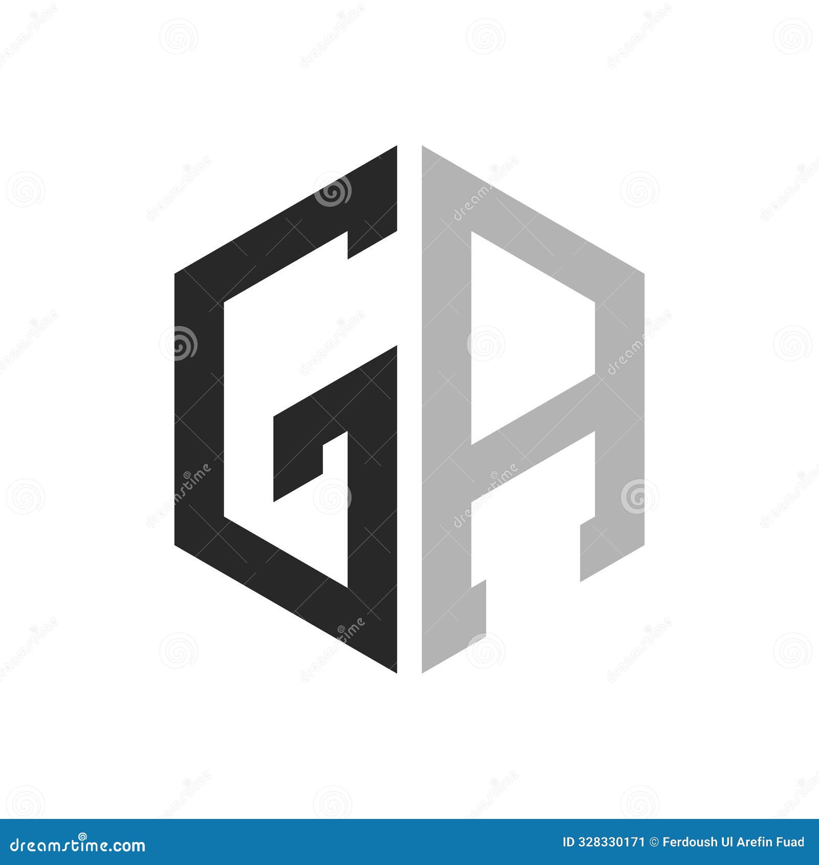 Modern Unique Hexagon Letter GA Logo Design Template. Elegant Initial ...