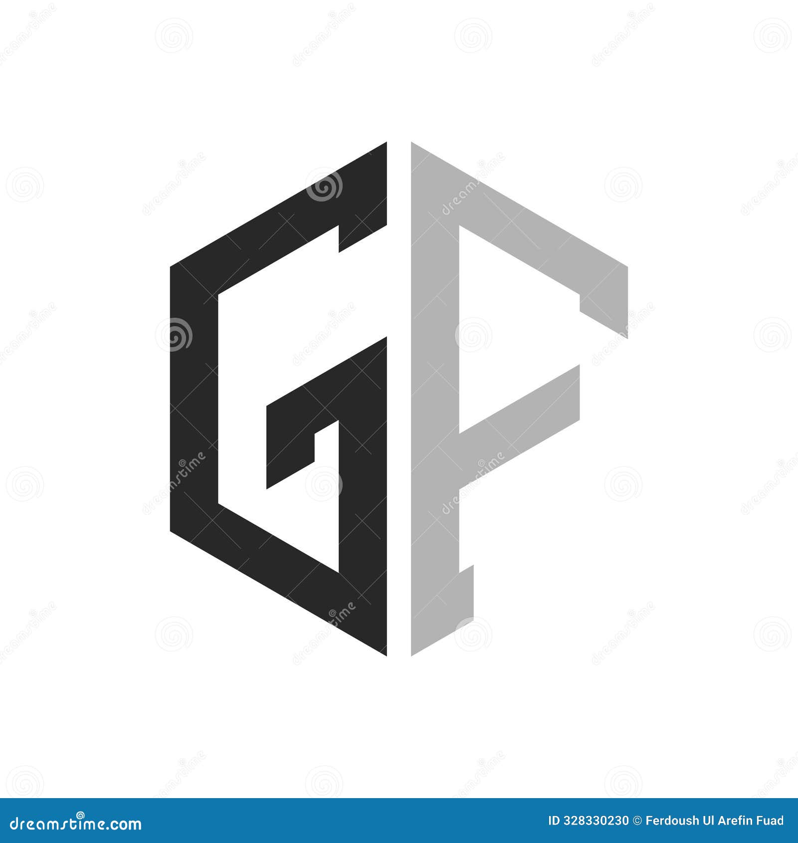 Modern Unique Hexagon Letter GF Logo Design Template. Elegant Initial ...