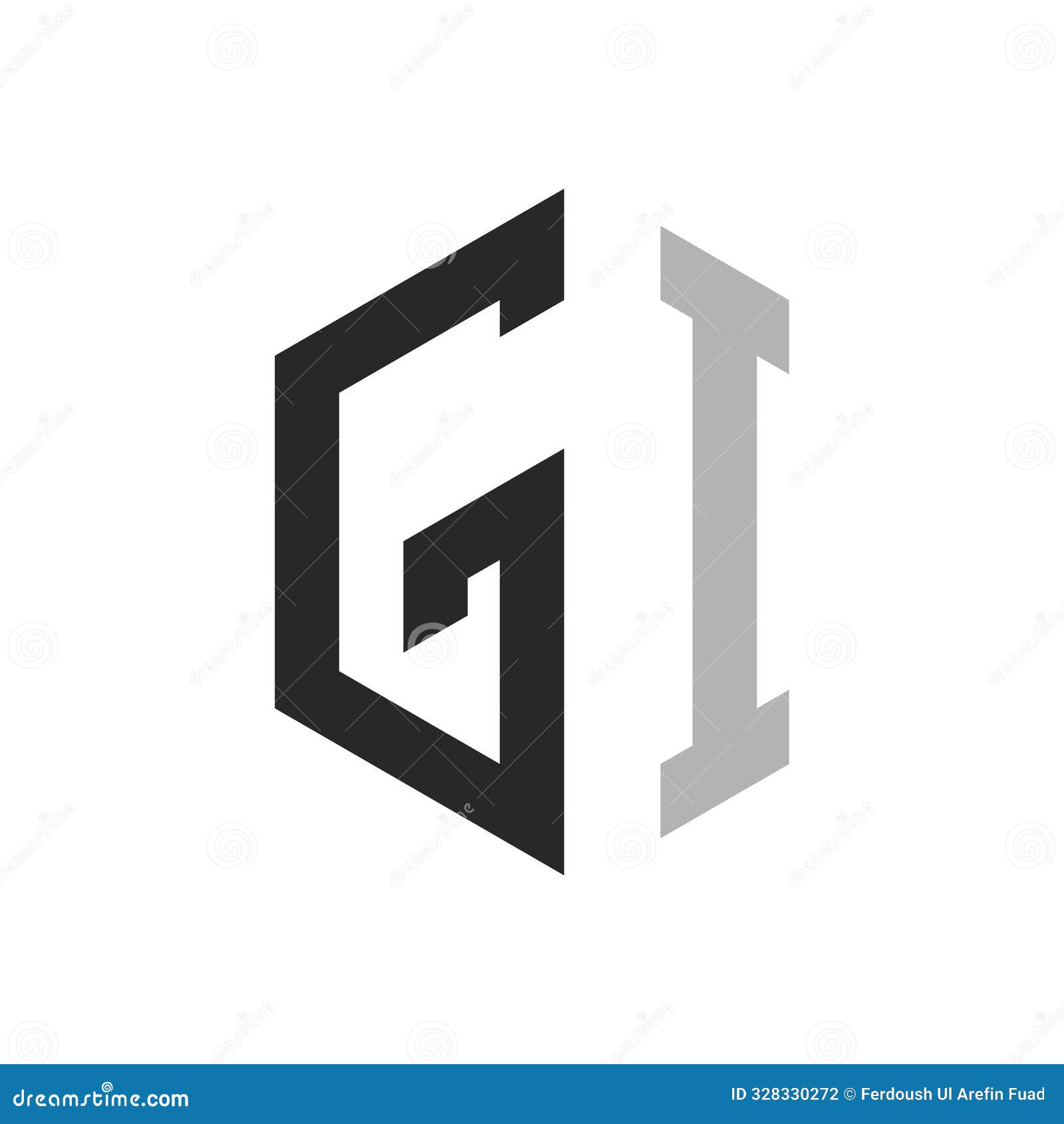 Modern Unique Hexagon Letter GI Logo Design Template. Elegant Initial ...