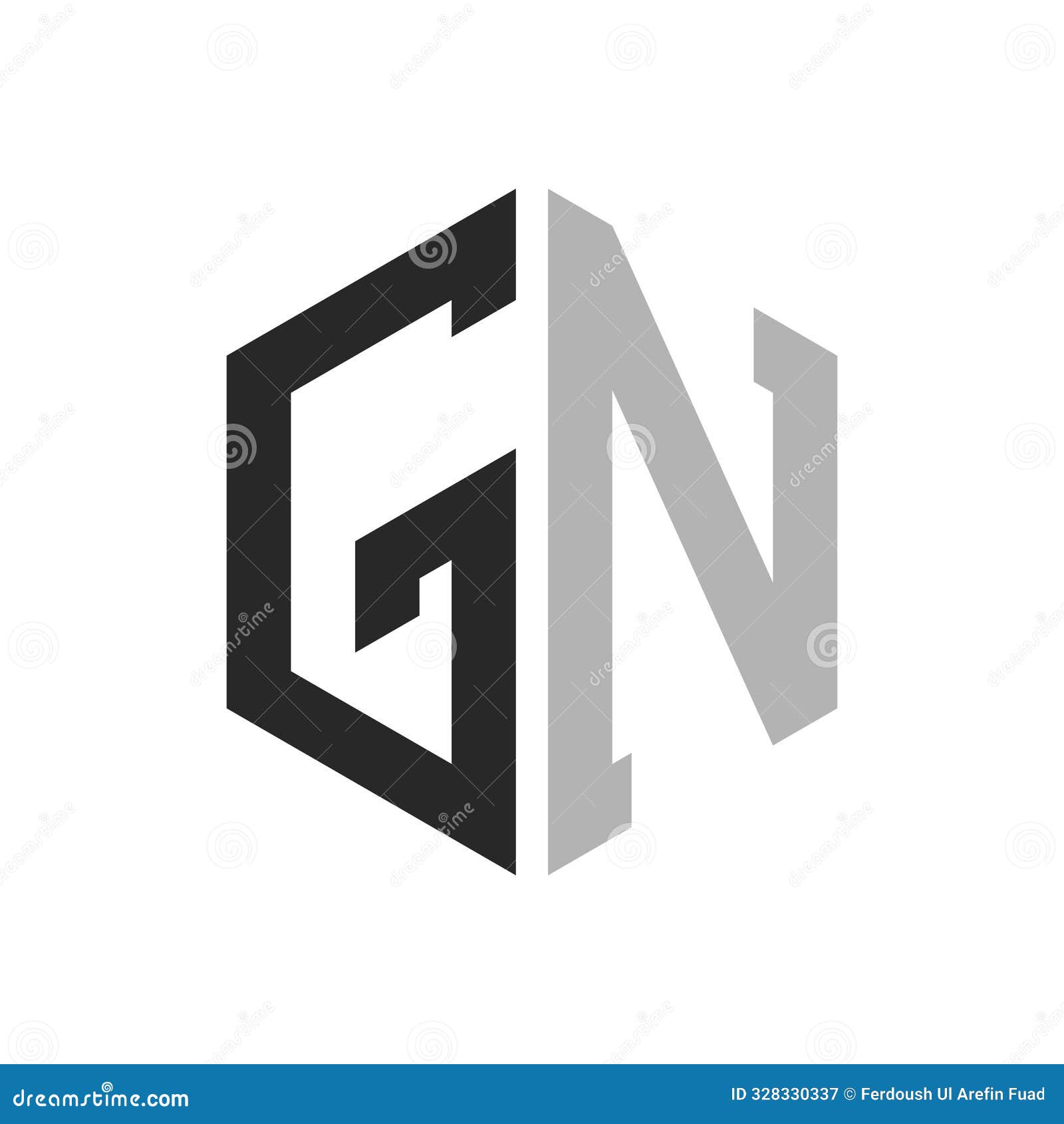 Modern Unique Hexagon Letter GN Logo Design Template. Elegant Initial ...