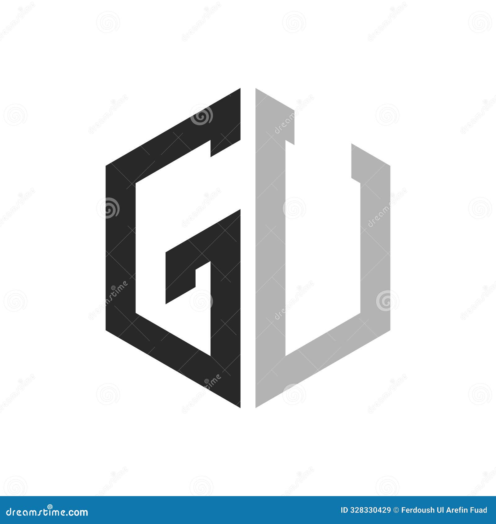Modern Unique Hexagon Letter GU Logo Design Template. Elegant Initial ...