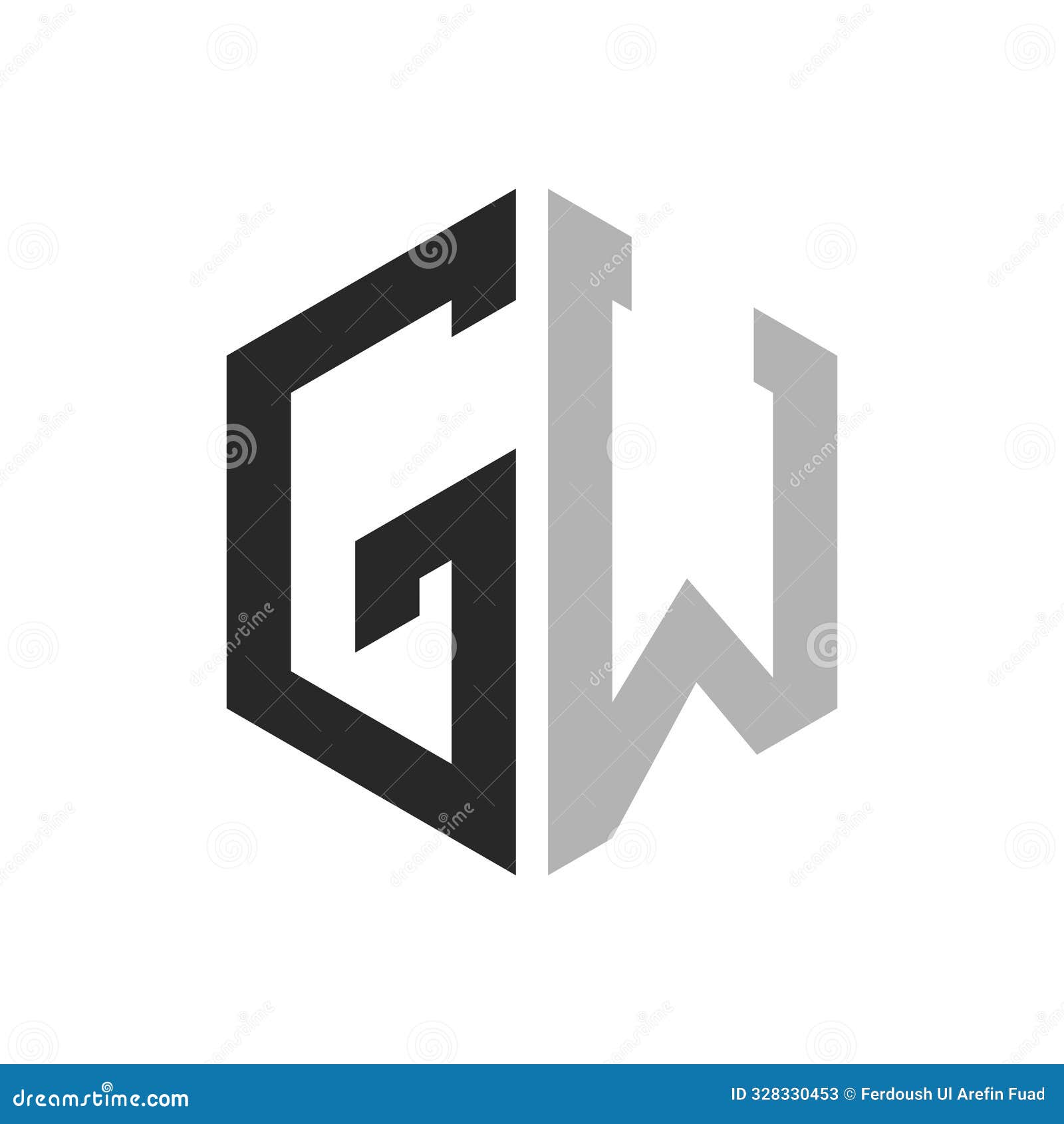 Modern Unique Hexagon Letter GW Logo Design Template. Elegant Initial ...