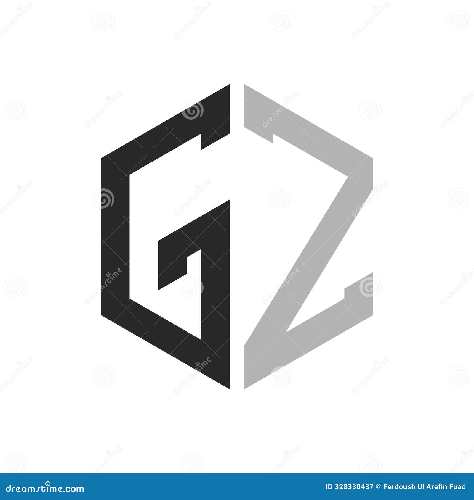Modern Unique Hexagon Letter GZ Logo Design Template. Elegant Initial ...