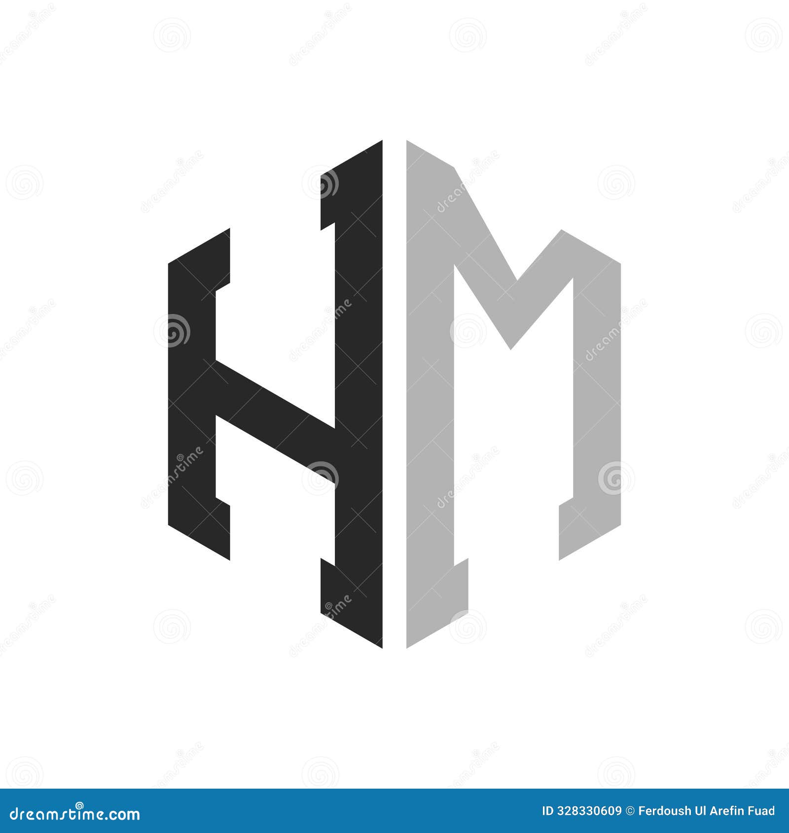 Modern Unique Hexagon Letter HM Logo Design Template. Elegant Initial ...