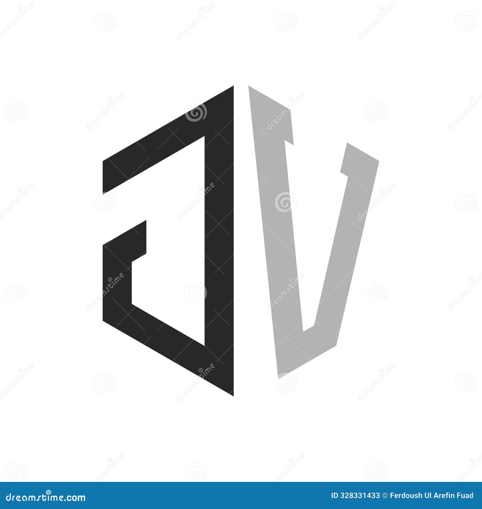 Modern Unique Hexagon Letter JV Logo Design Template. Elegant Initial ...