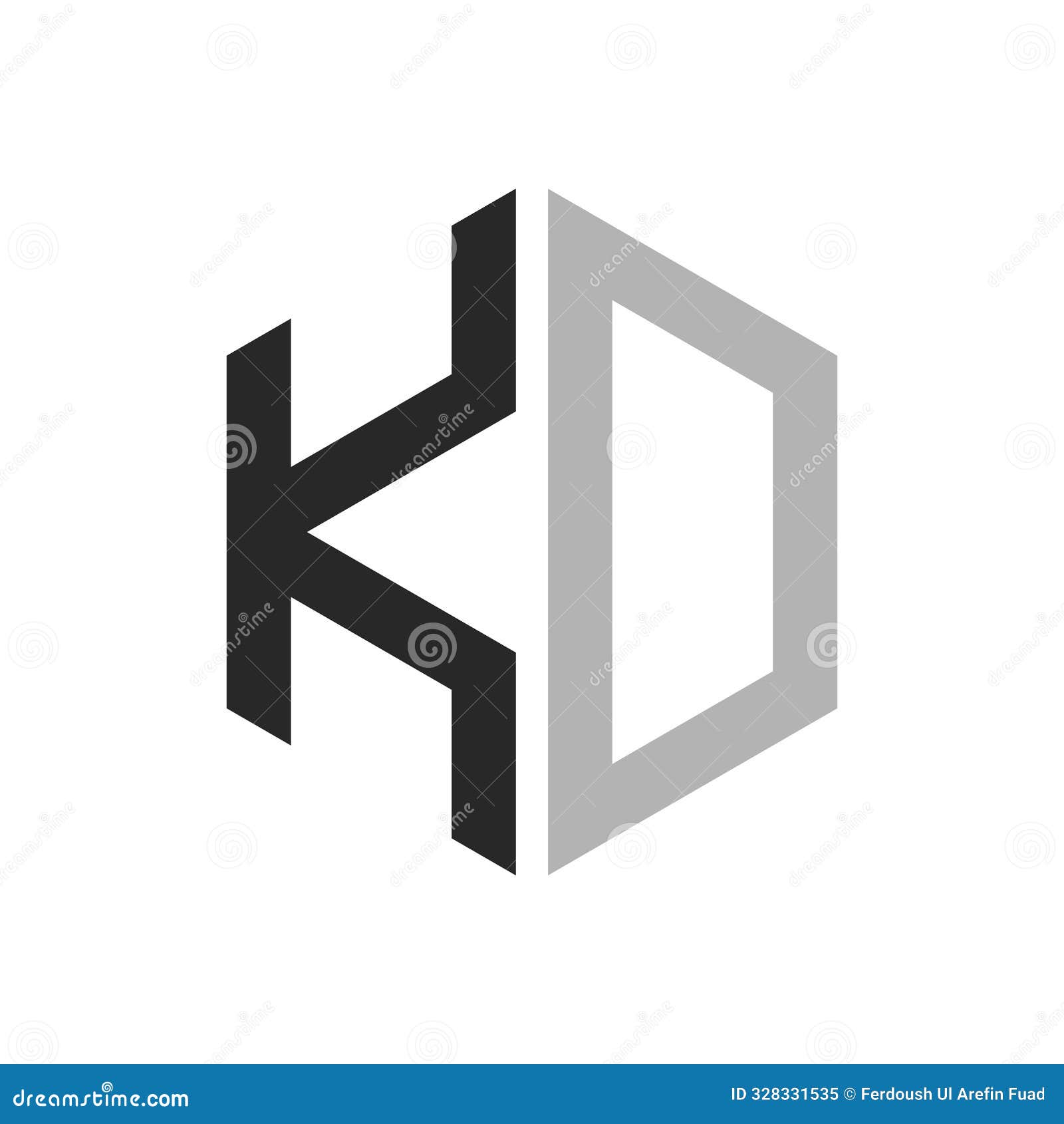 Modern Unique Hexagon Letter KD Logo Design Template. Elegant Initial ...
