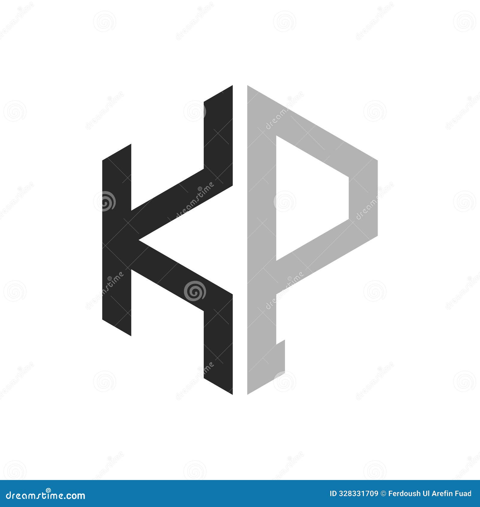 Modern Unique Hexagon Letter KP Logo Design Template. Elegant Initial ...