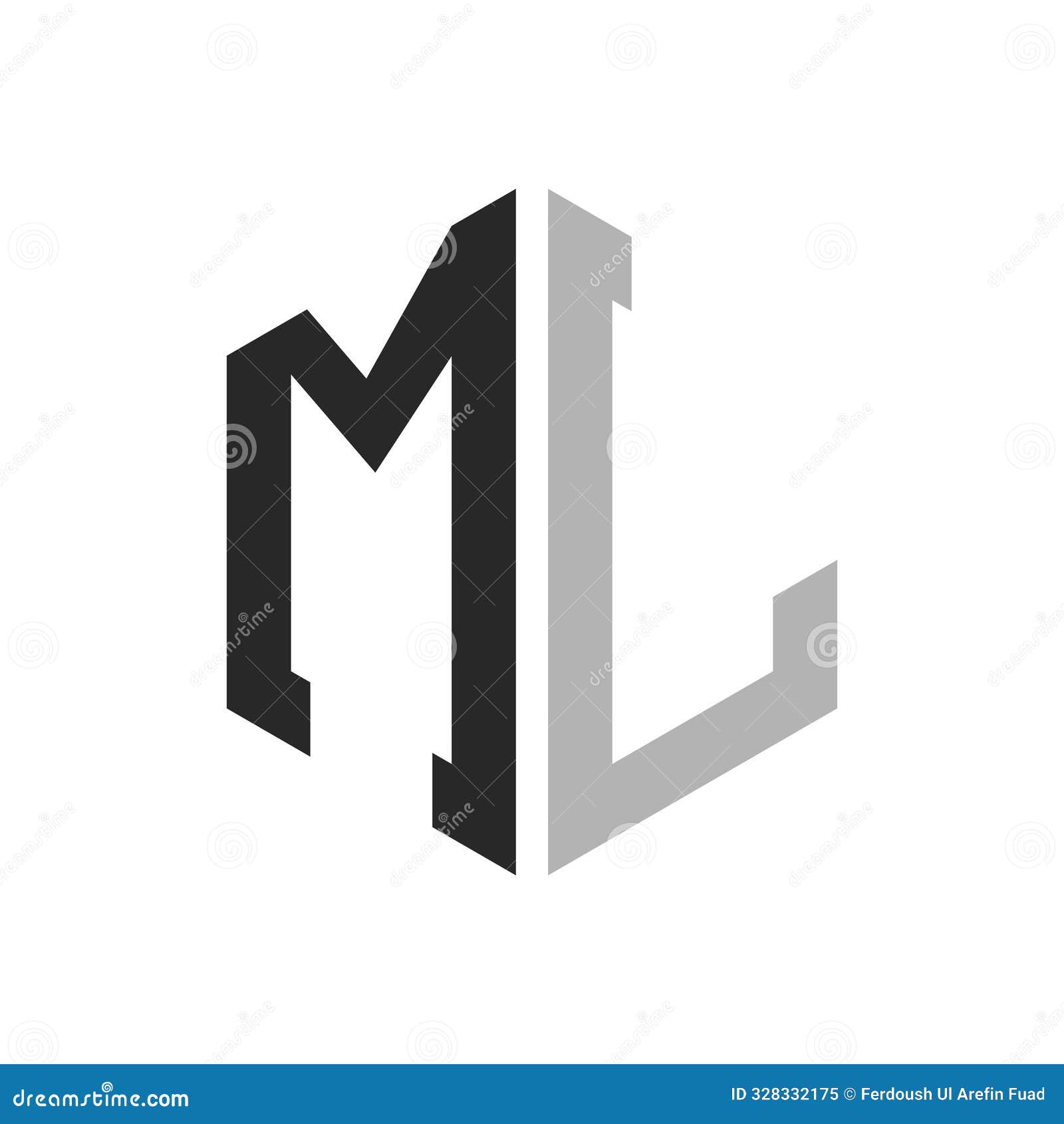 Modern Unique Hexagon Letter ML Logo Design Template. Elegant Initial ...