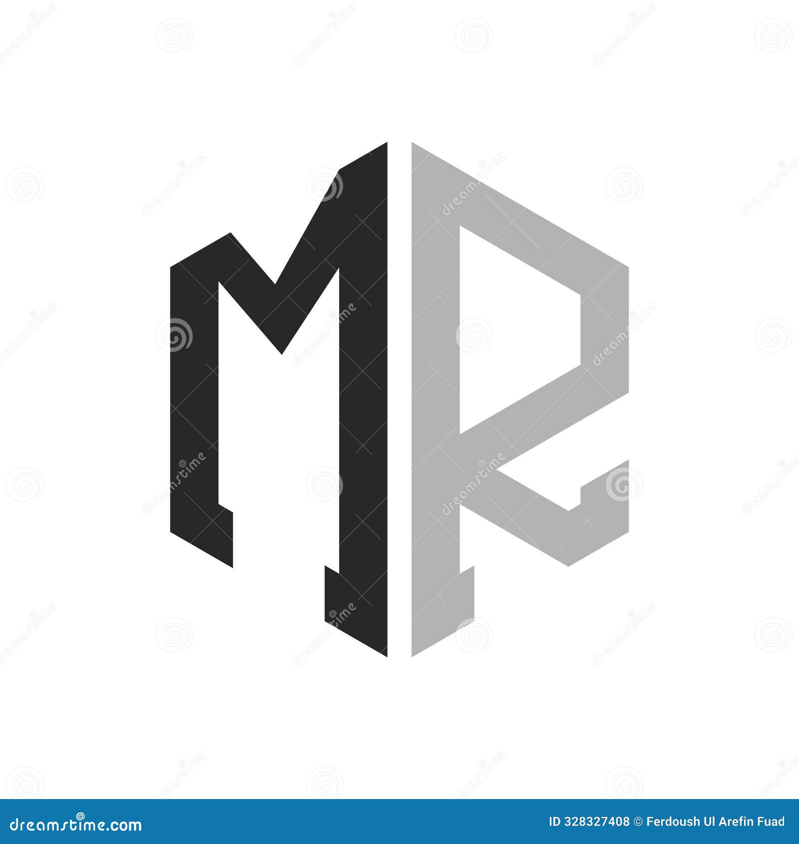 Modern Unique Hexagon Letter MR Logo Design Template. Elegant Initial ...