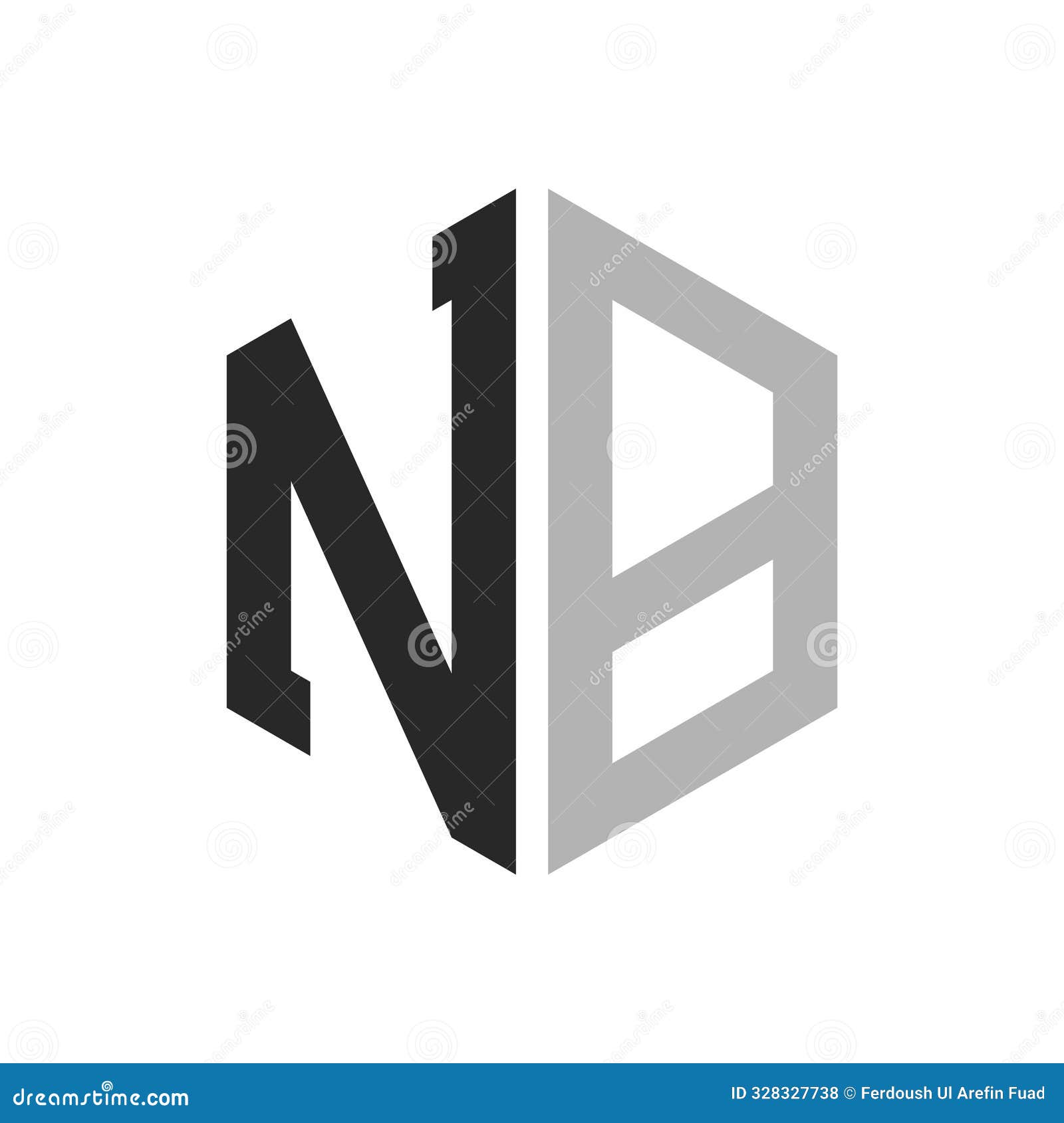 Modern Unique Hexagon Letter NB Logo Design Template. Elegant Initial ...