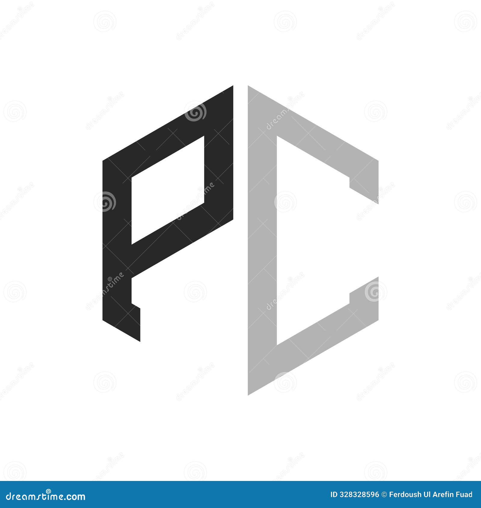 Modern Unique Hexagon Letter PC Logo Design Template. Elegant Initial ...