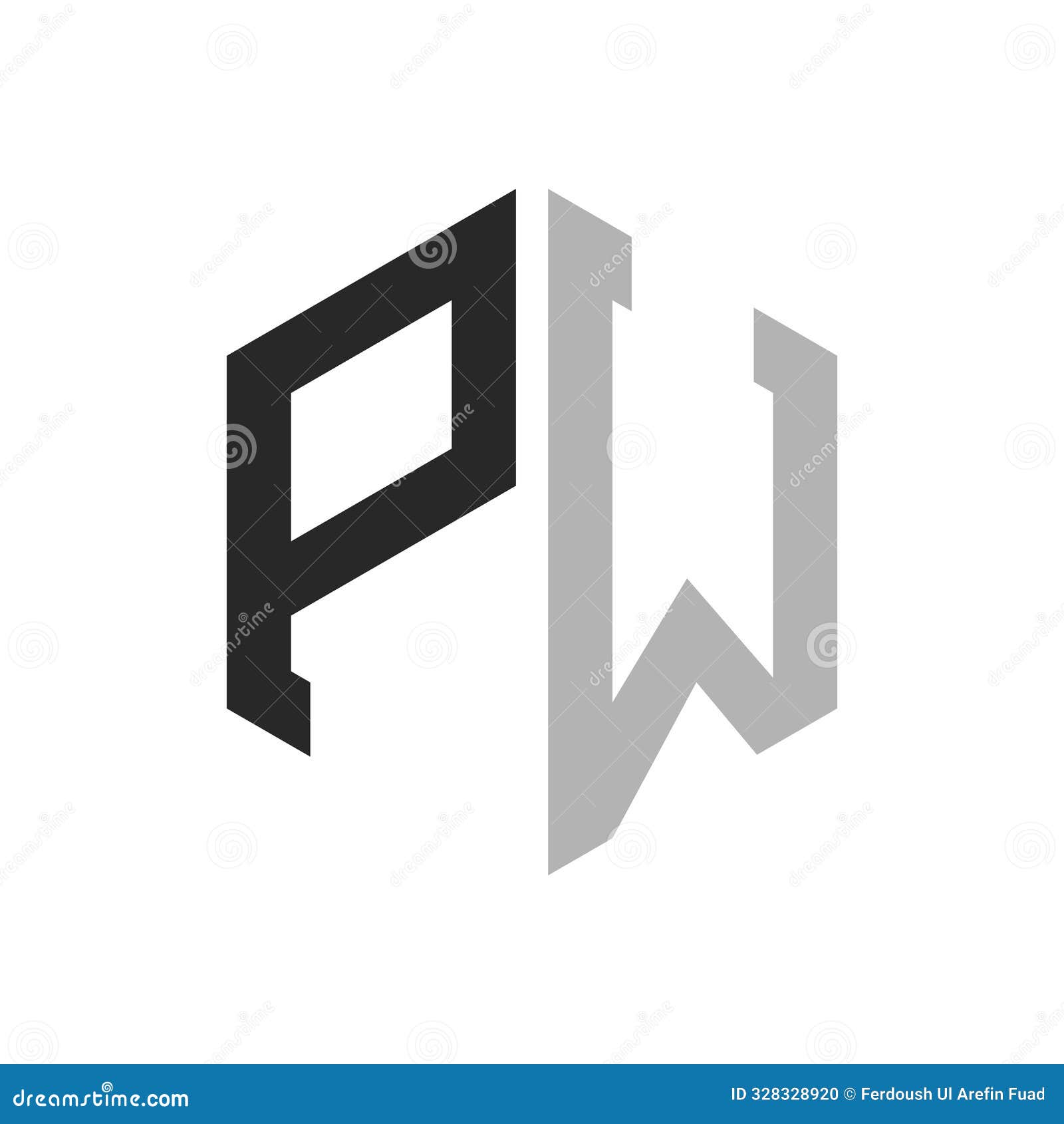 Modern Unique Hexagon Letter PW Logo Design Template. Elegant Initial ...