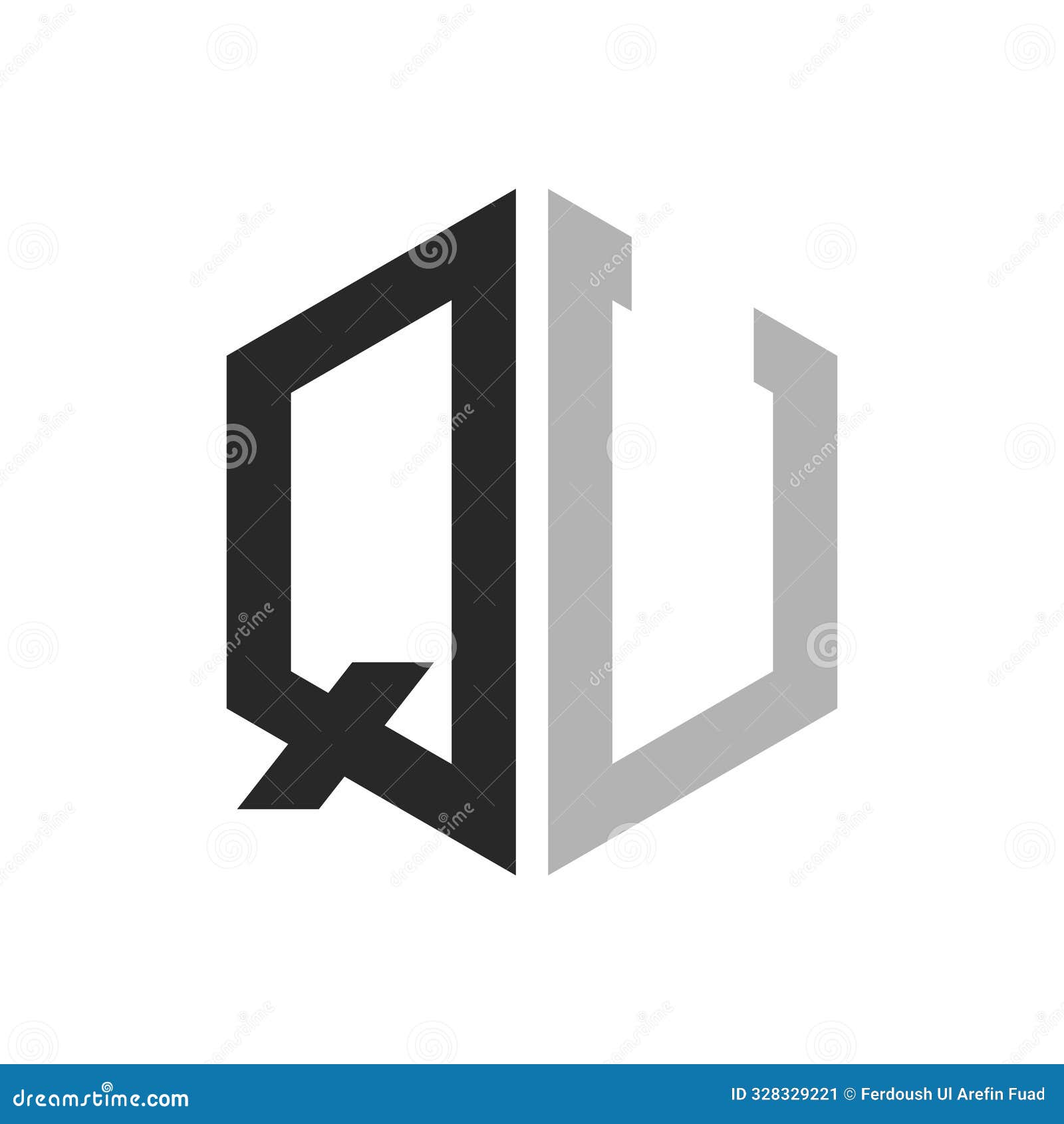 Modern Unique Hexagon Letter QU Logo Design Template. Elegant Initial ...