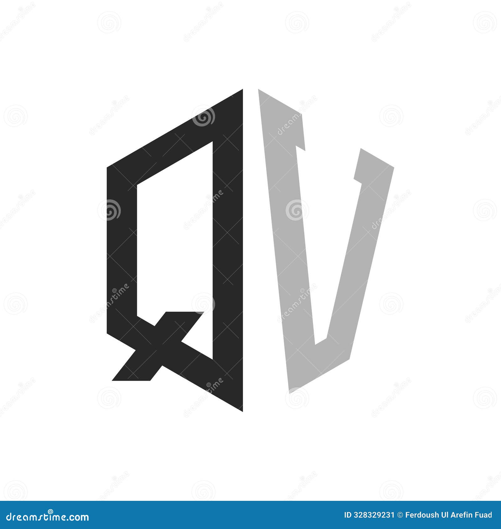 Modern Unique Hexagon Letter QV Logo Design Template. Elegant Initial ...