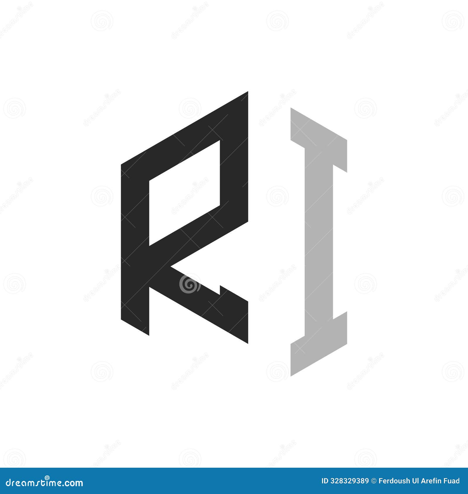 Modern Unique Hexagon Letter RI Logo Design Template. Elegant Initial ...