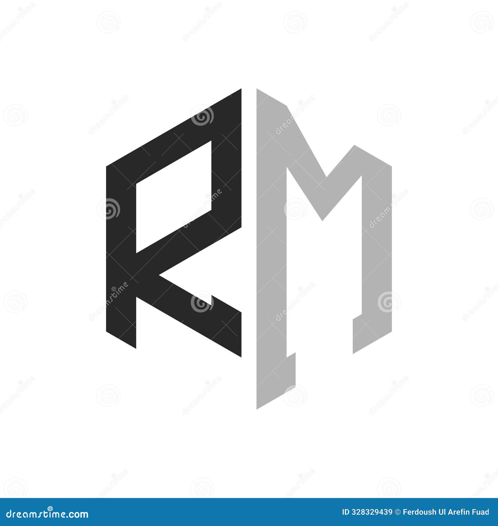 Modern Unique Hexagon Letter RM Logo Design Template. Elegant Initial ...