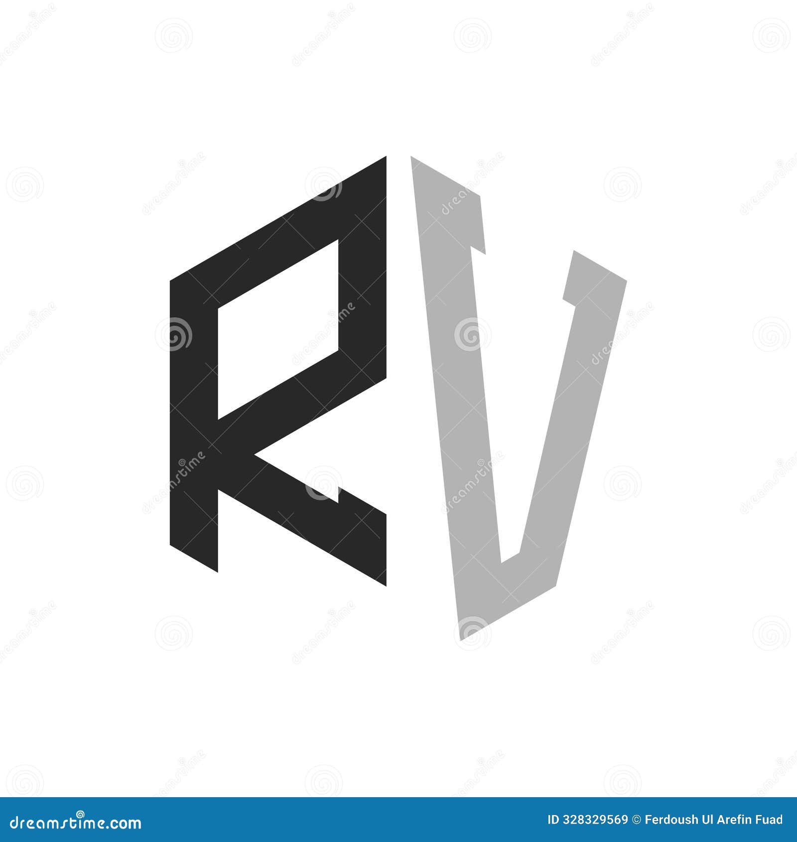 Modern Unique Hexagon Letter RV Logo Design Template. Elegant Initial ...