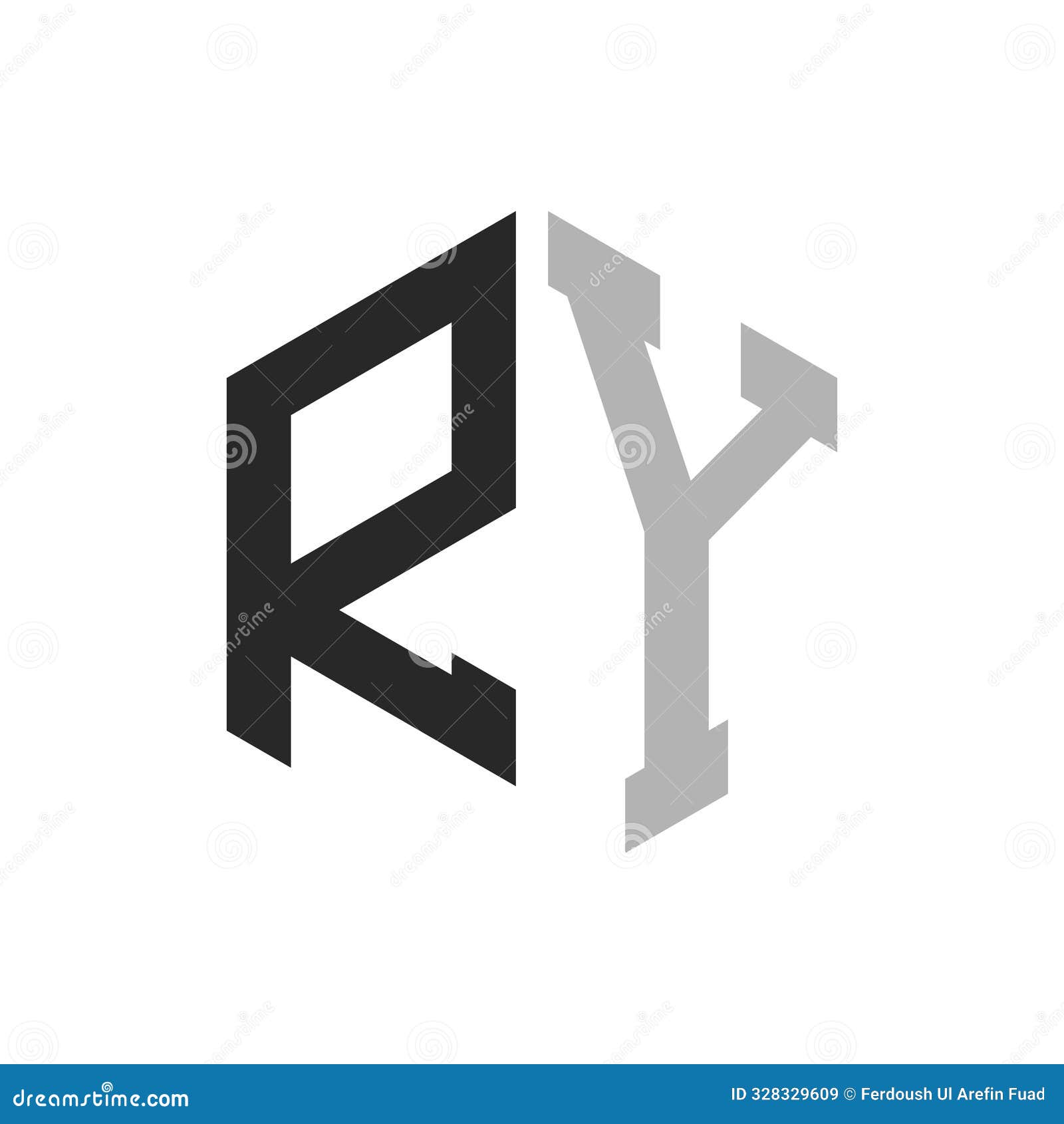 Modern Unique Hexagon Letter RY Logo Design Template. Elegant Initial ...