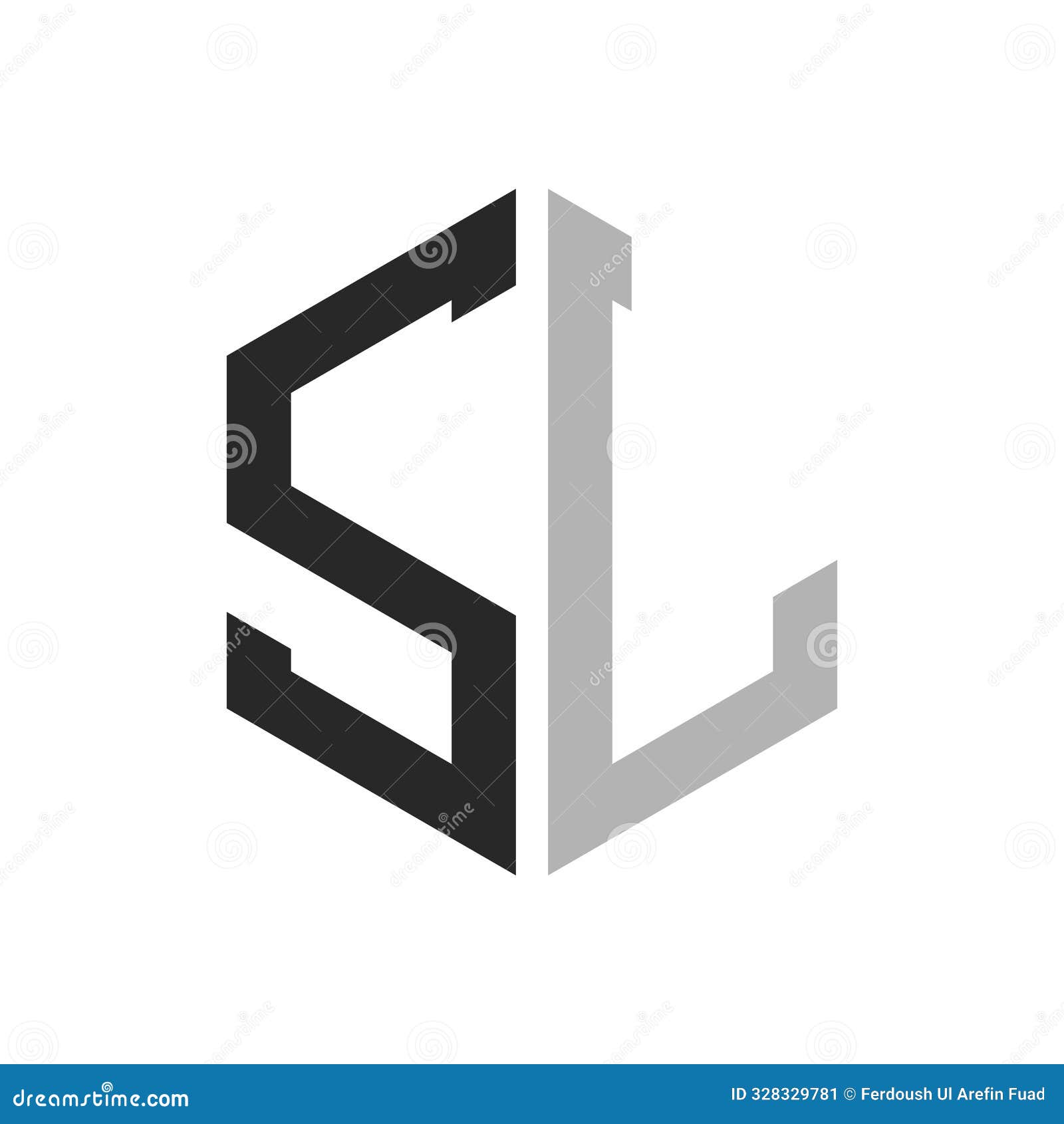 Modern Unique Hexagon Letter SL Logo Design Template. Elegant Initial ...