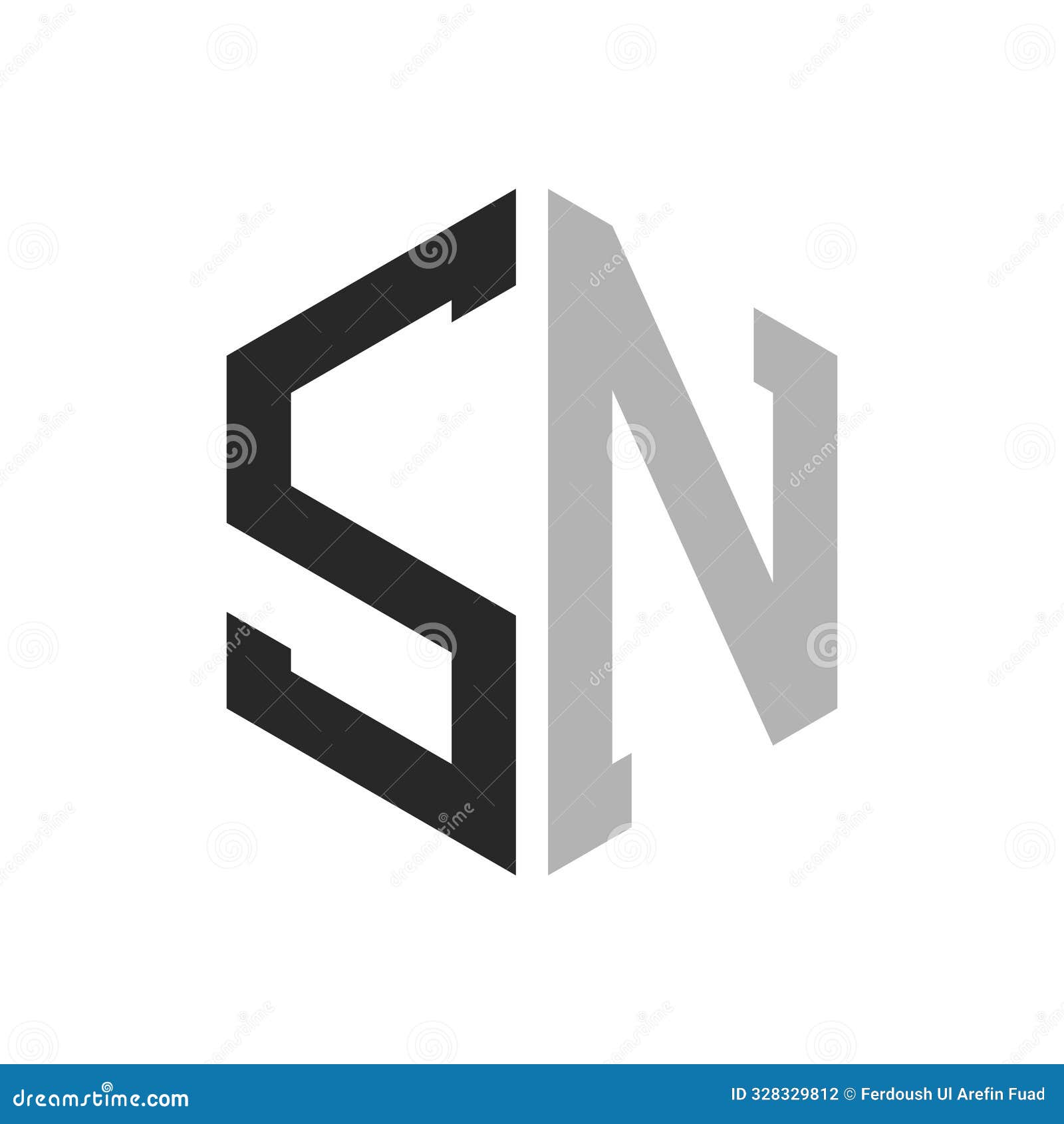 Modern Unique Hexagon Letter SN Logo Design Template. Elegant Initial ...