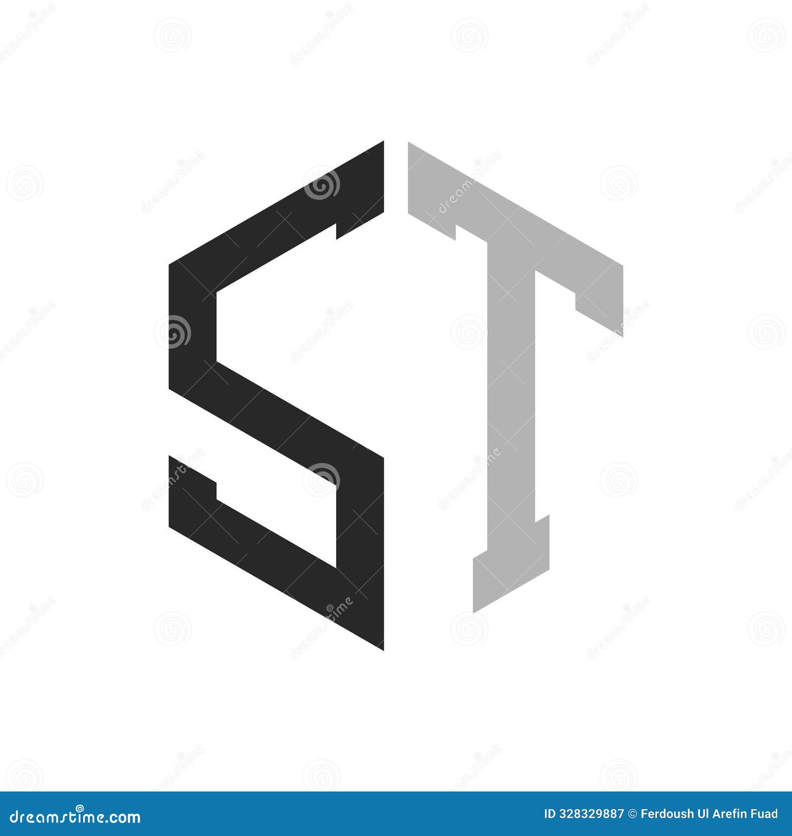 Modern Unique Hexagon Letter ST Logo Design Template. Elegant Initial ...
