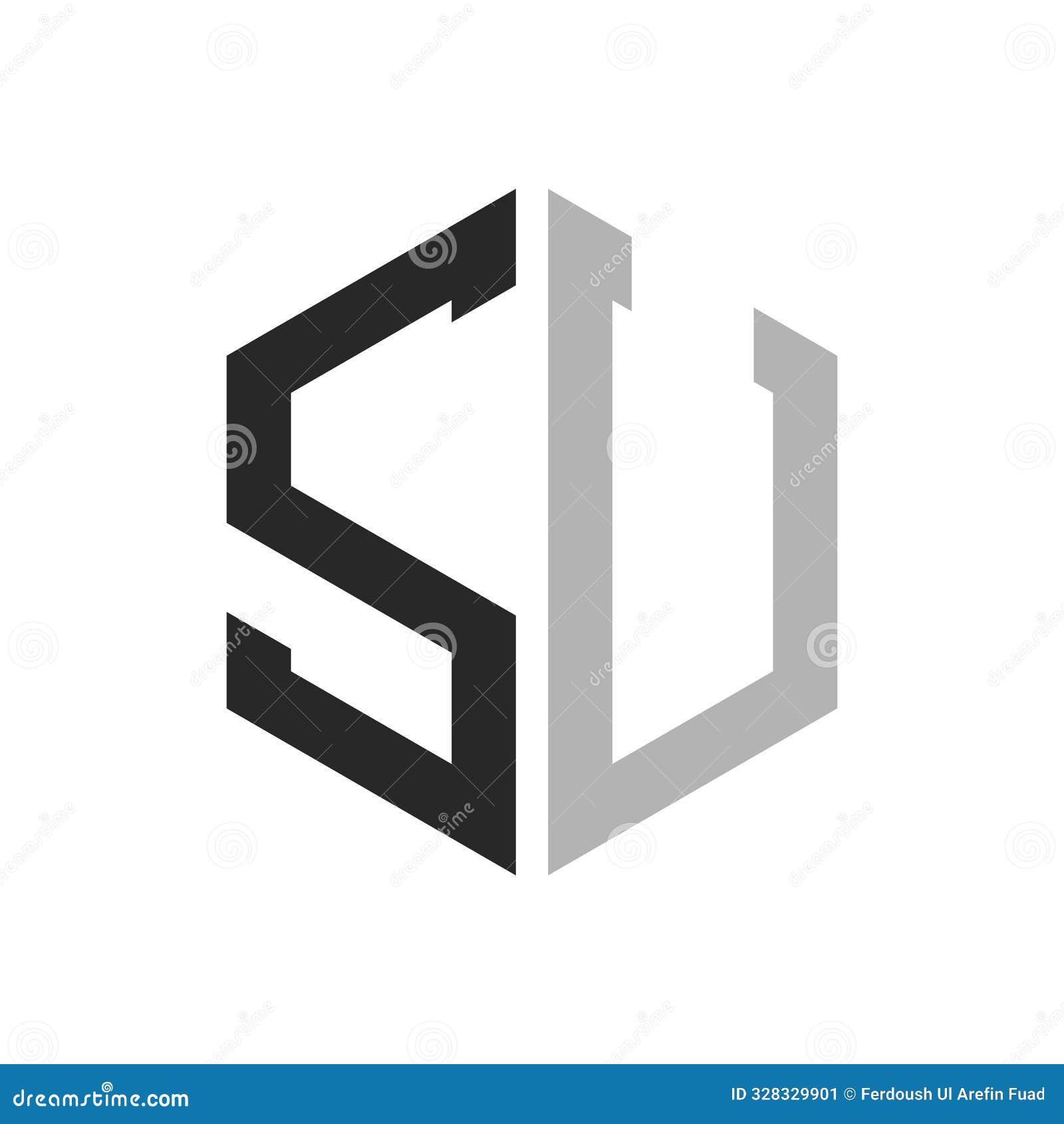 Modern Unique Hexagon Letter SU Logo Design Template. Elegant Initial ...