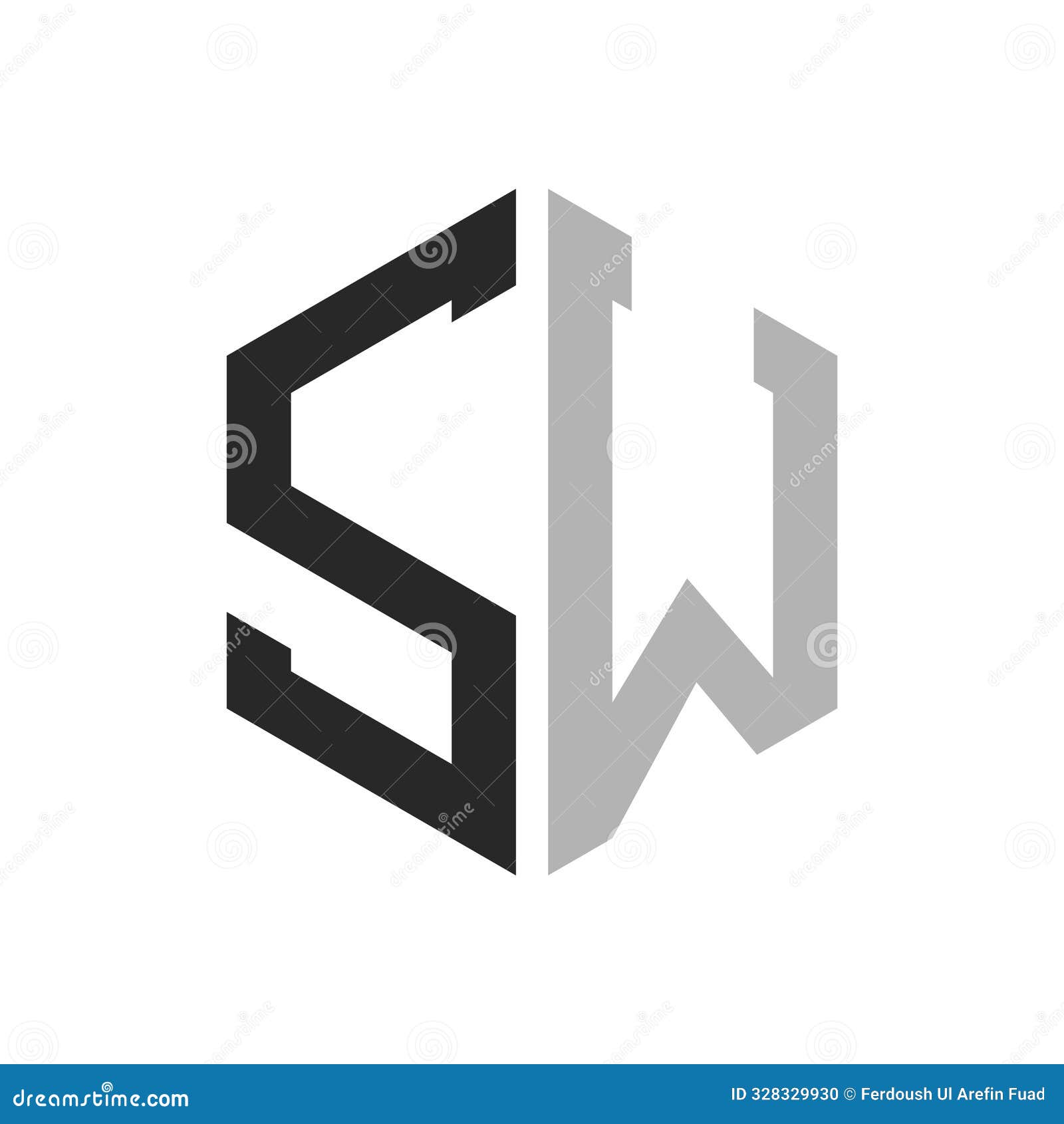 Modern Unique Hexagon Letter SW Logo Design Template. Elegant Initial ...