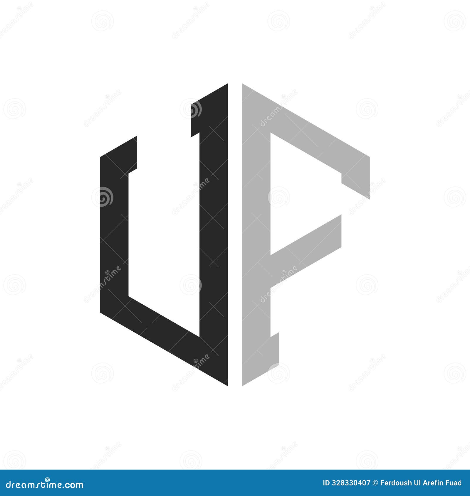 Modern Unique Hexagon Letter UF Logo Design Template. Elegant Initial ...