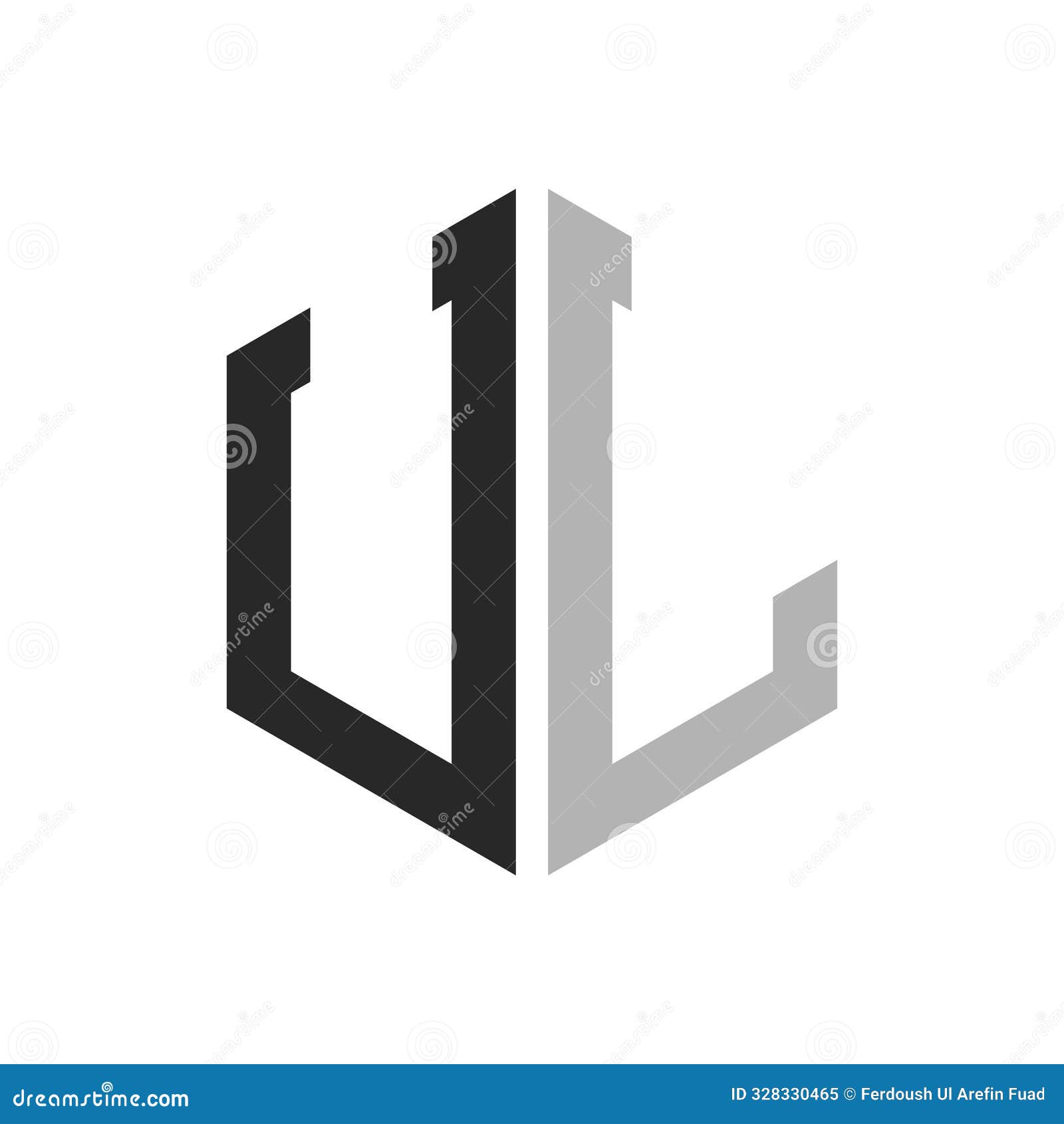 Modern Unique Hexagon Letter UL Logo Design Template. Elegant Initial ...