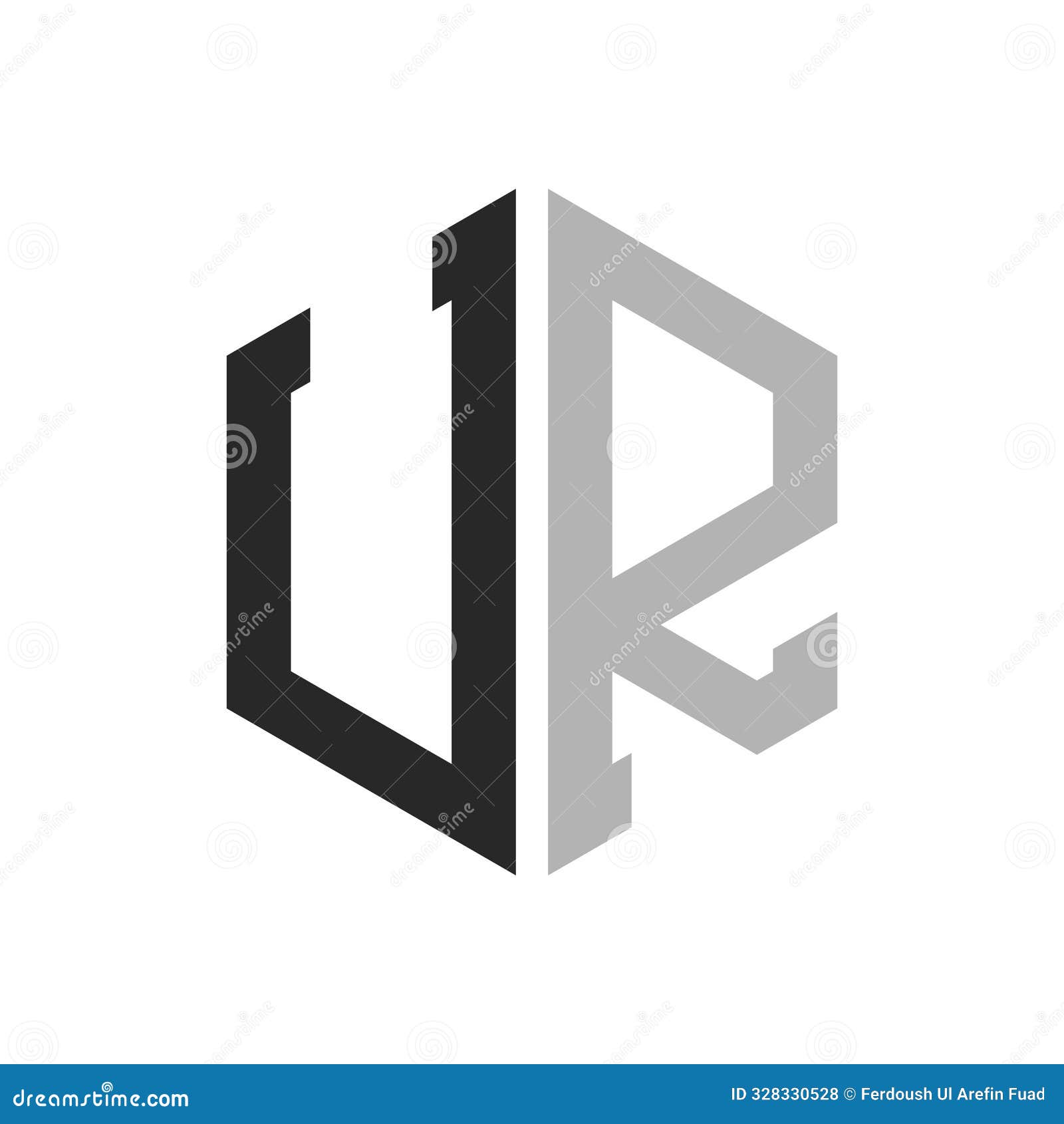 Modern Unique Hexagon Letter UR Logo Design Template. Elegant Initial ...