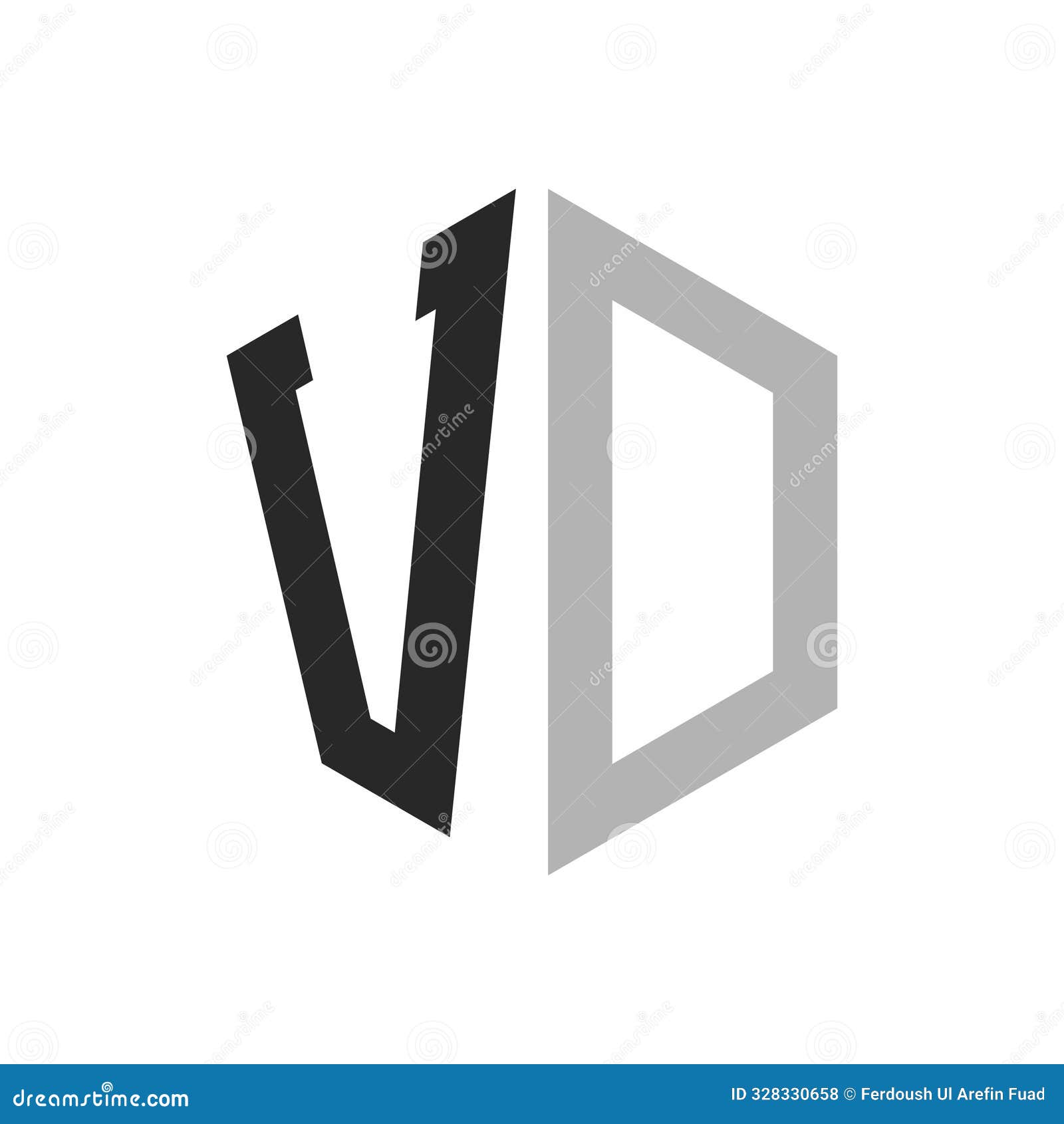 Modern Unique Hexagon Letter VD Logo Design Template. Elegant Initial ...