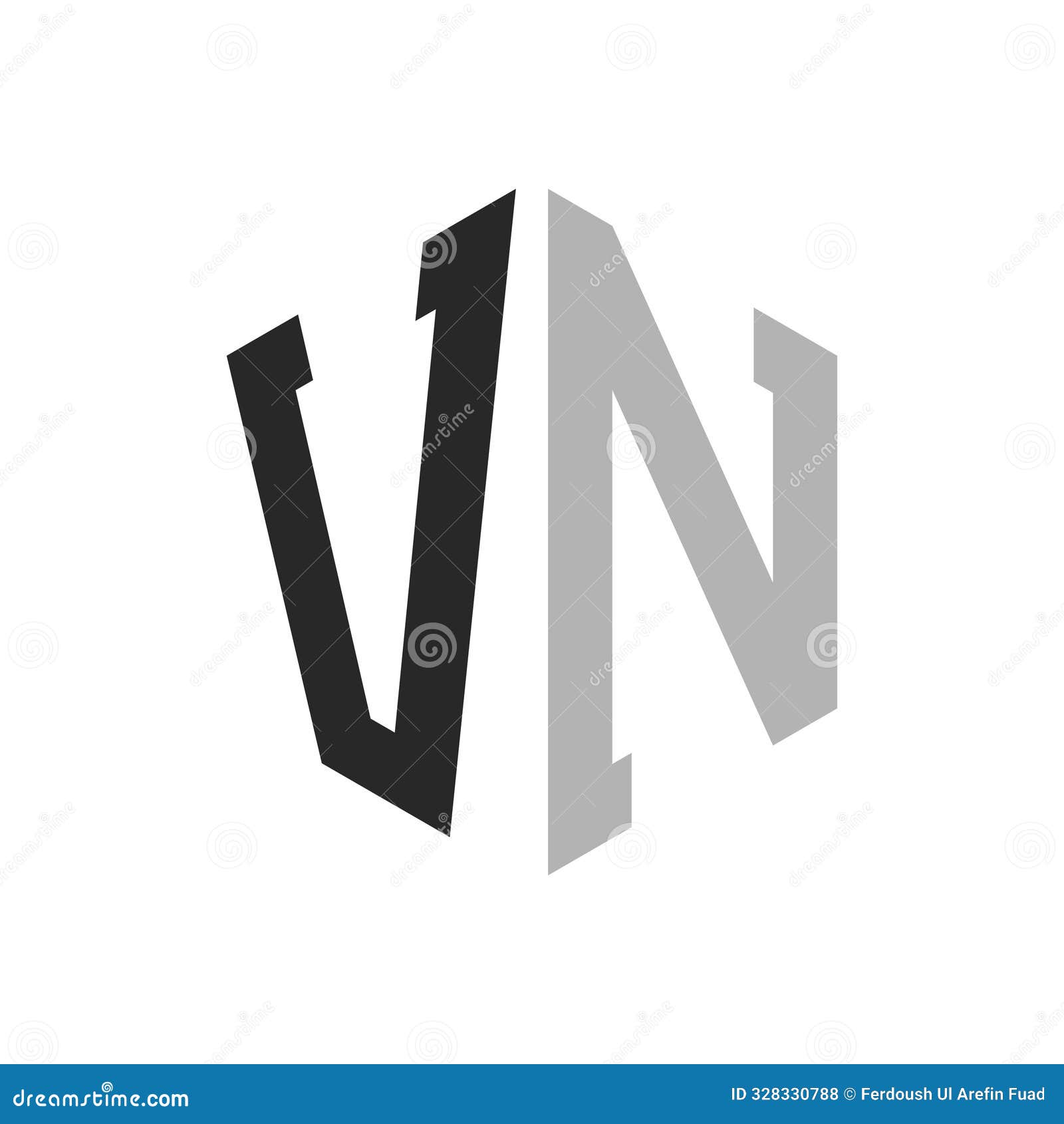 Modern Unique Hexagon Letter VN Logo Design Template. Elegant Initial ...
