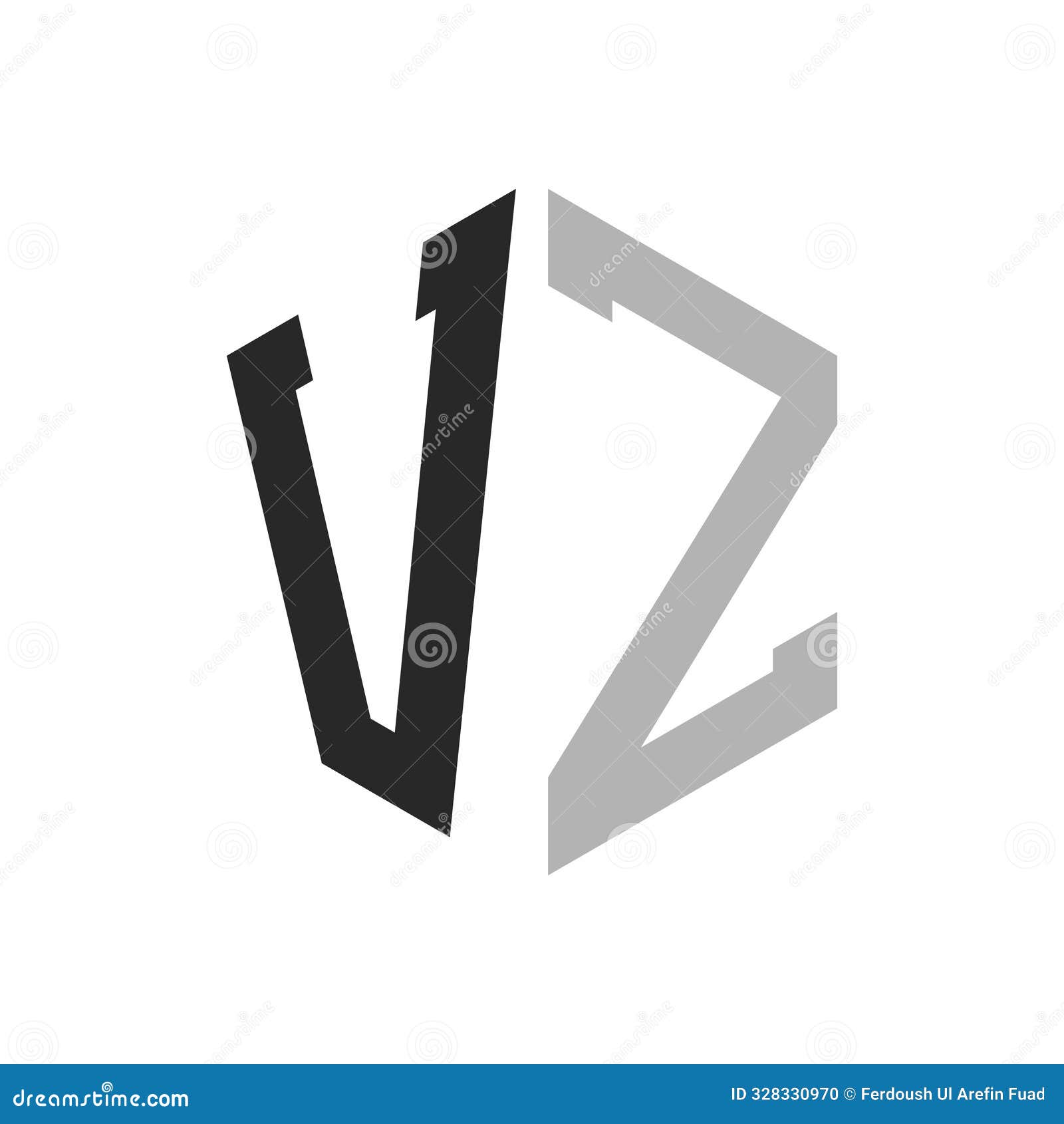 Modern Unique Hexagon Letter VZ Logo Design Template. Elegant Initial ...