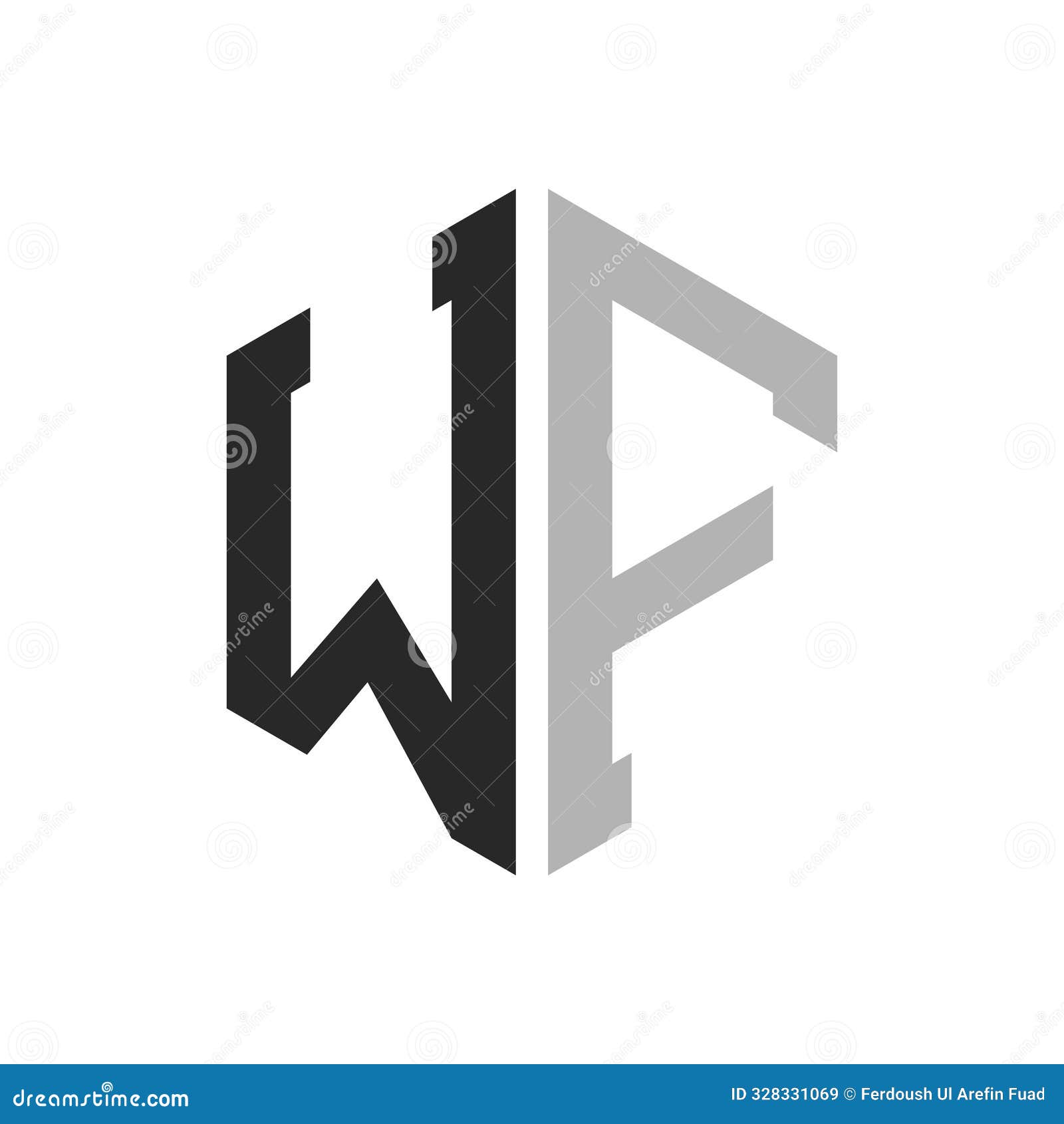 Modern Unique Hexagon Letter WF Logo Design Template. Elegant Initial ...