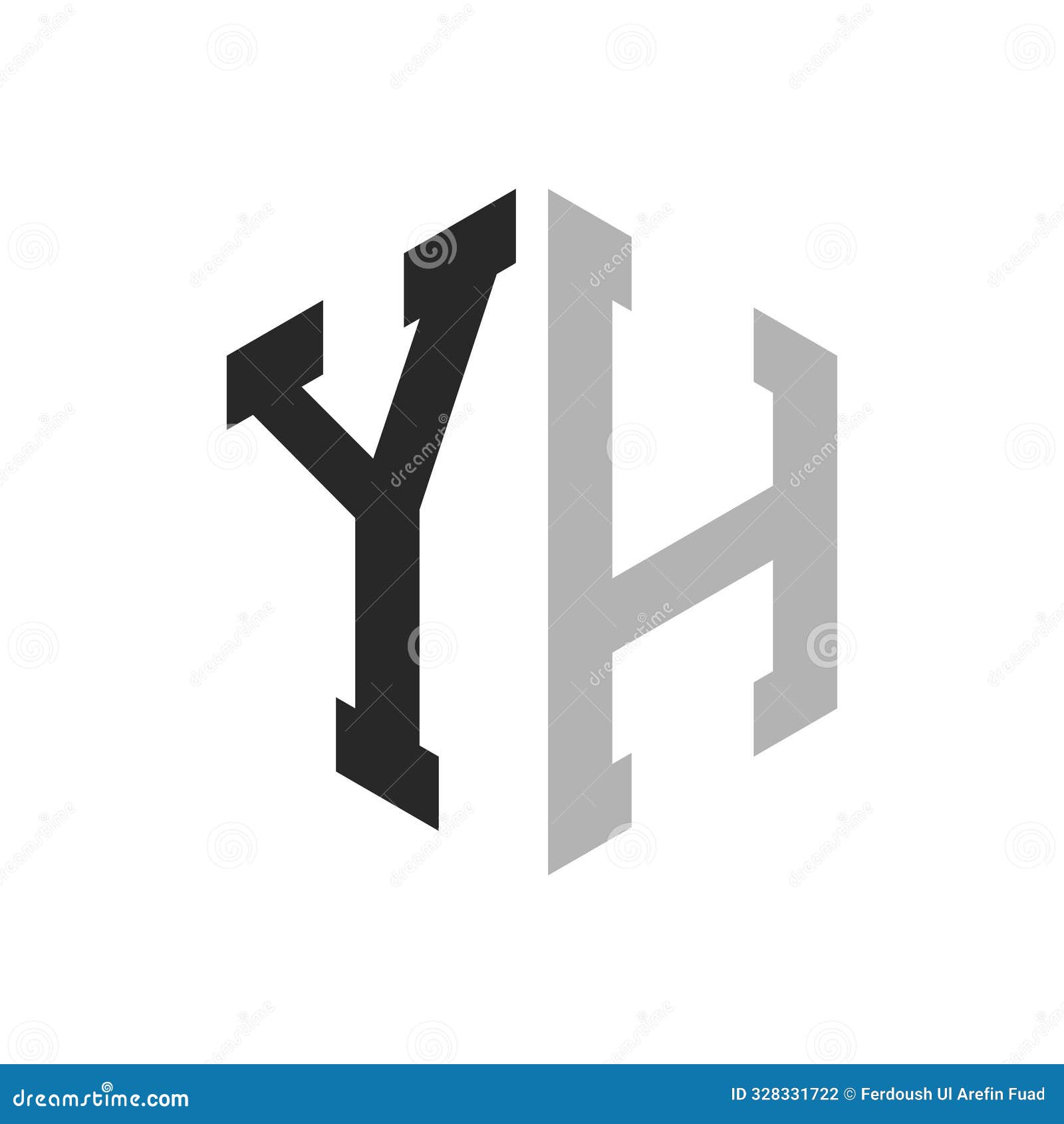 Modern Unique Hexagon Letter YH Logo Design Template. Elegant Initial ...