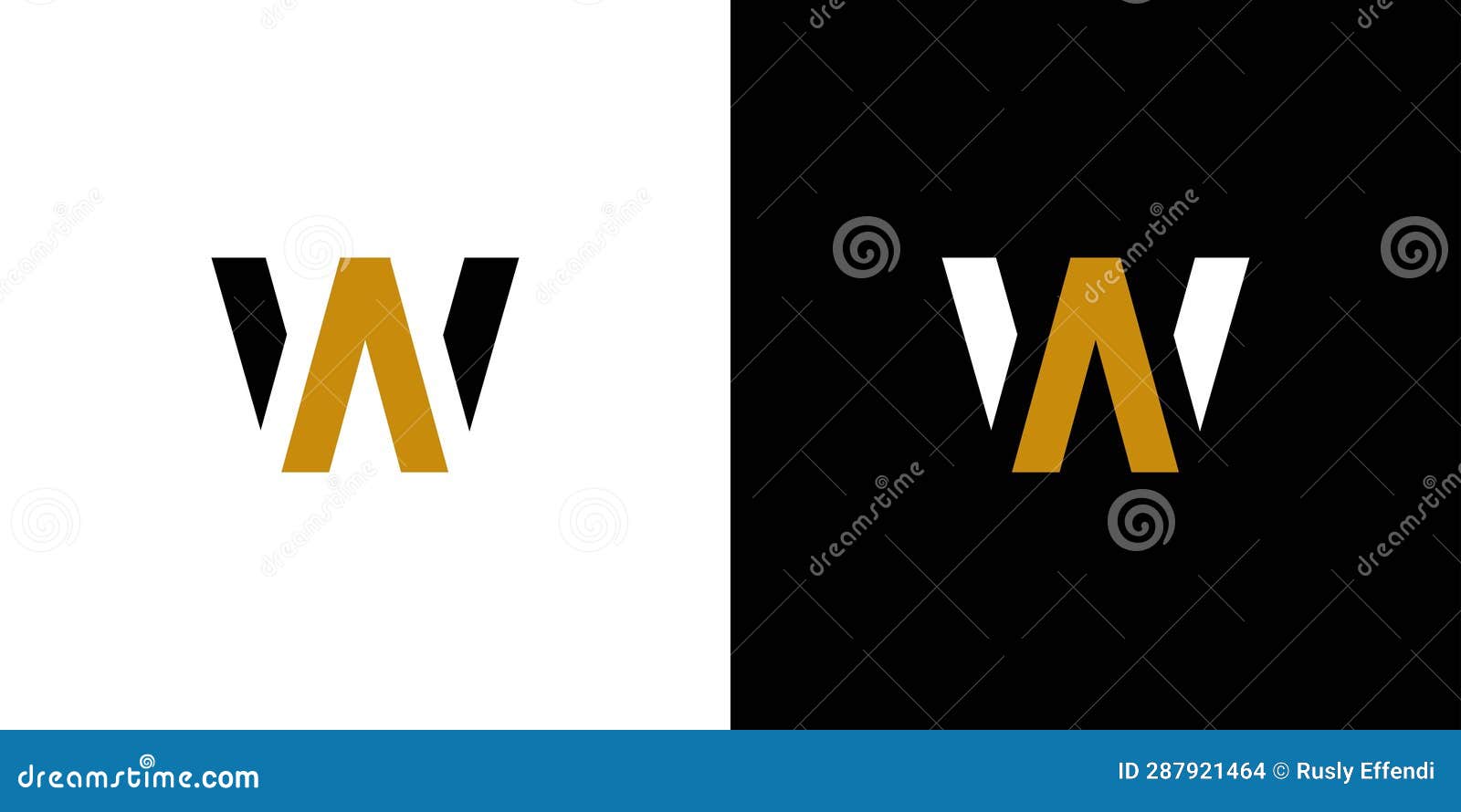 Modern and Luxury WA Logo Design Stock Illustration - Illustration of ...