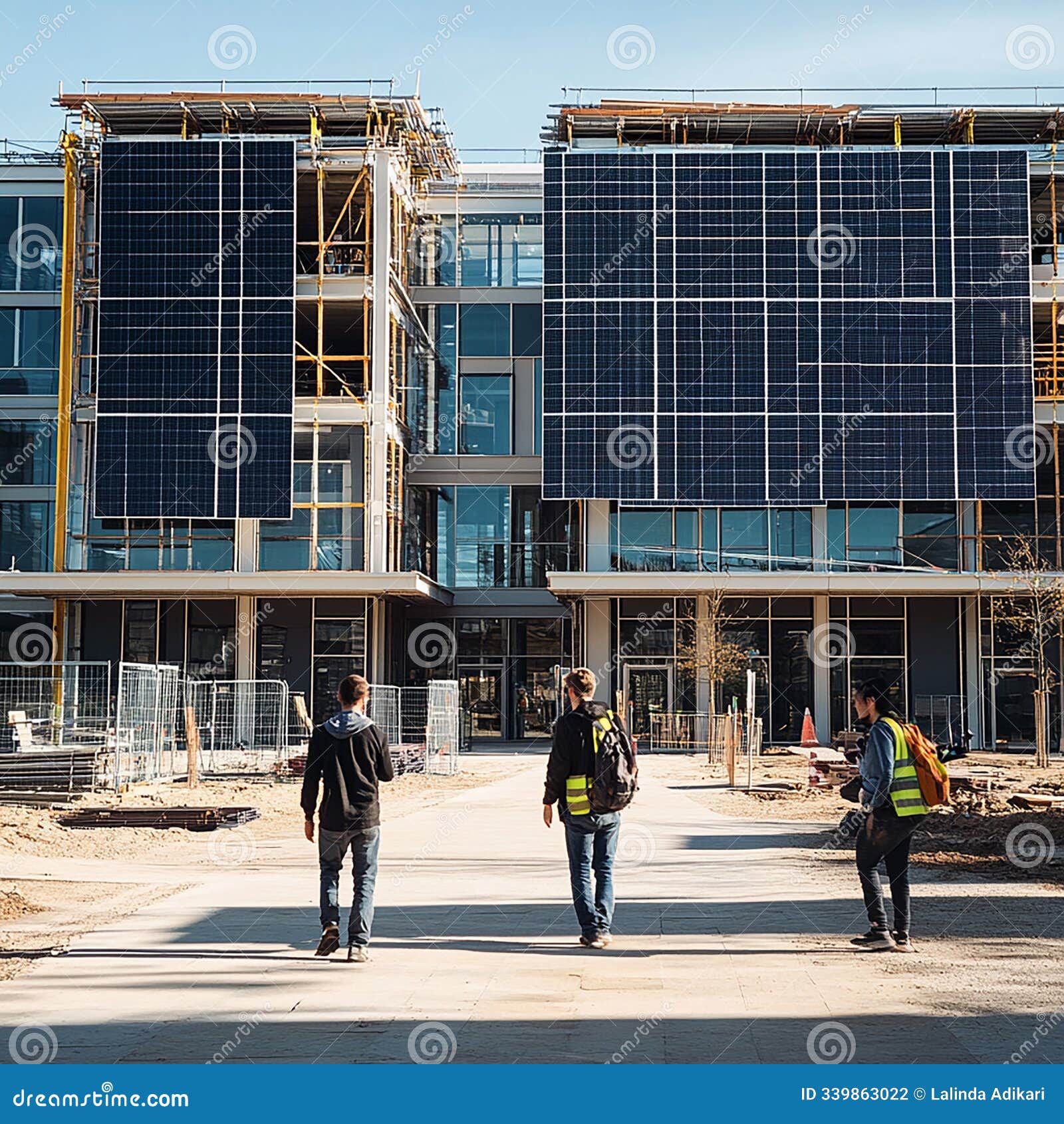 Modern University Campus Under Construction with Solar Energy Features ...