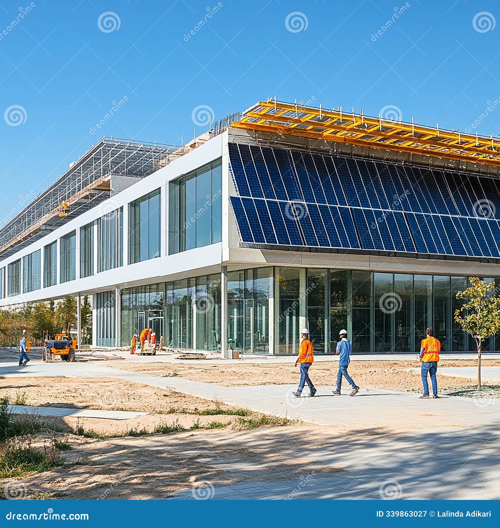 Modern University Campus Under Construction with Solar Energy Features ...