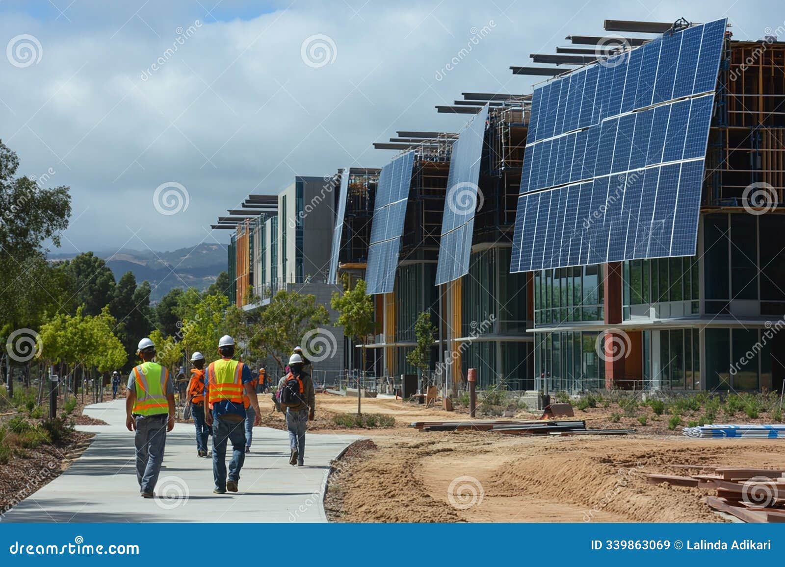 Modern University Campus Under Construction with Solar Energy Features ...