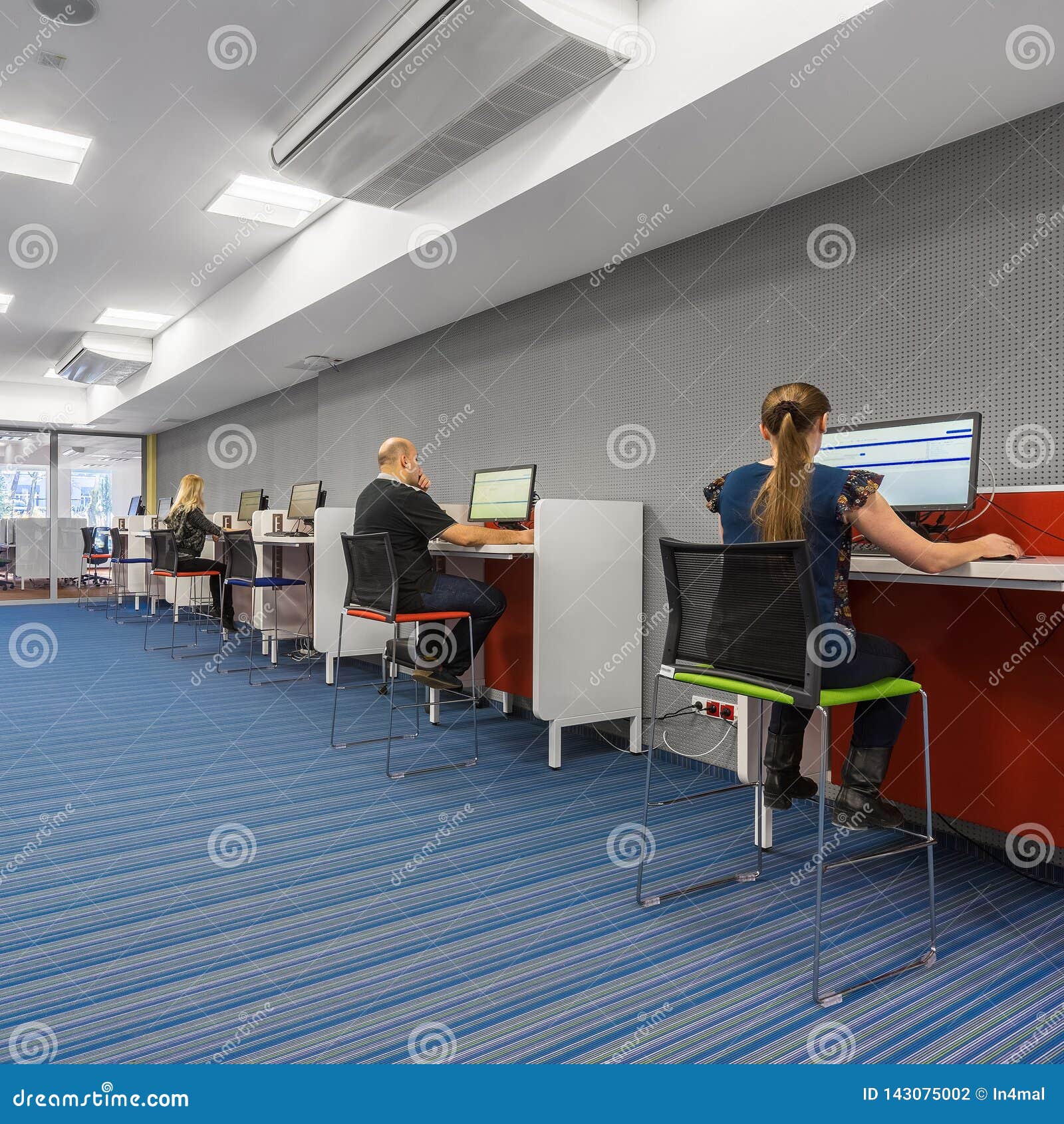 University Interior with Computer Workstations Stock Photo - Image of ...