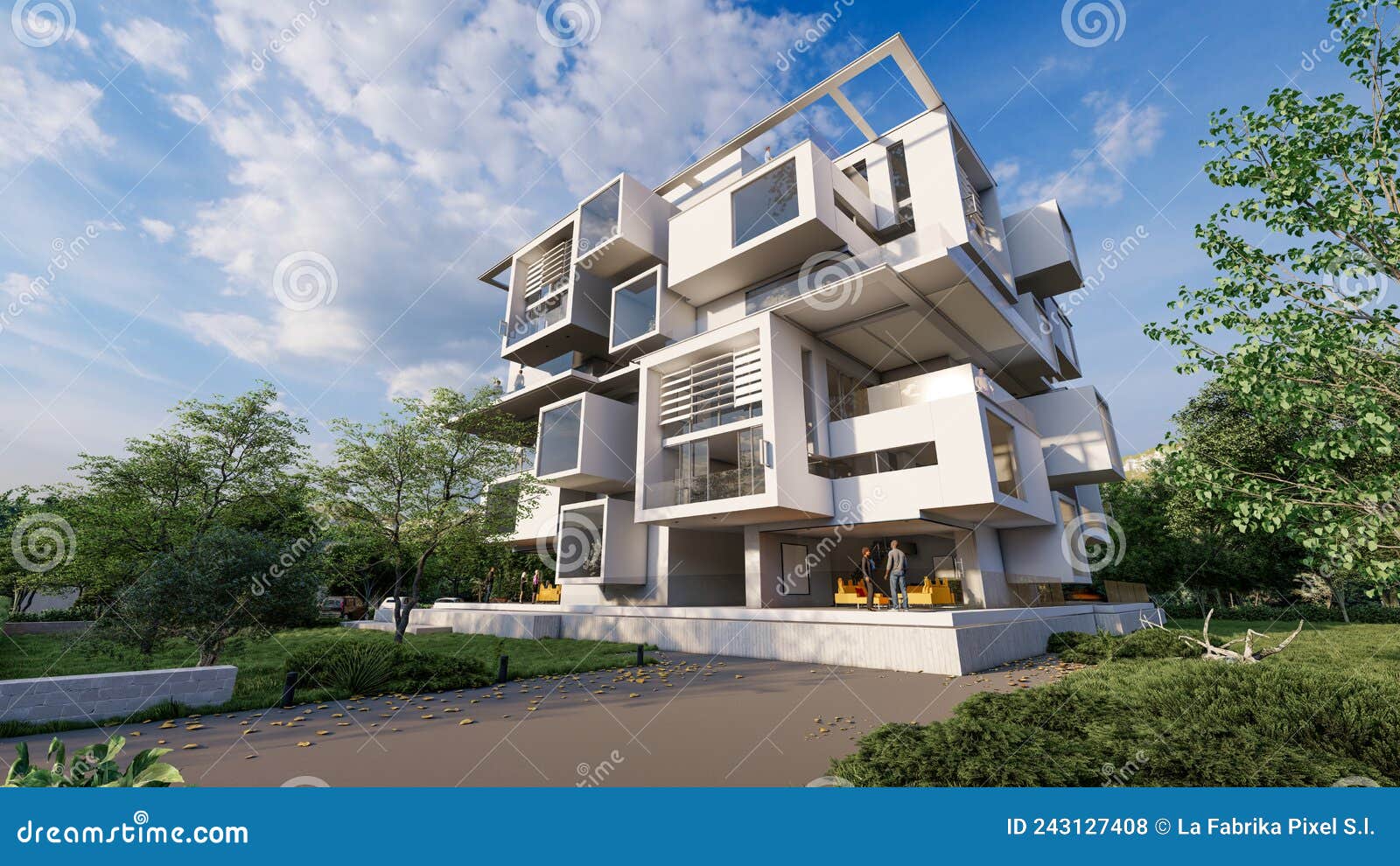 Modern Upscale Residential Building Stock Illustration - Illustration ...