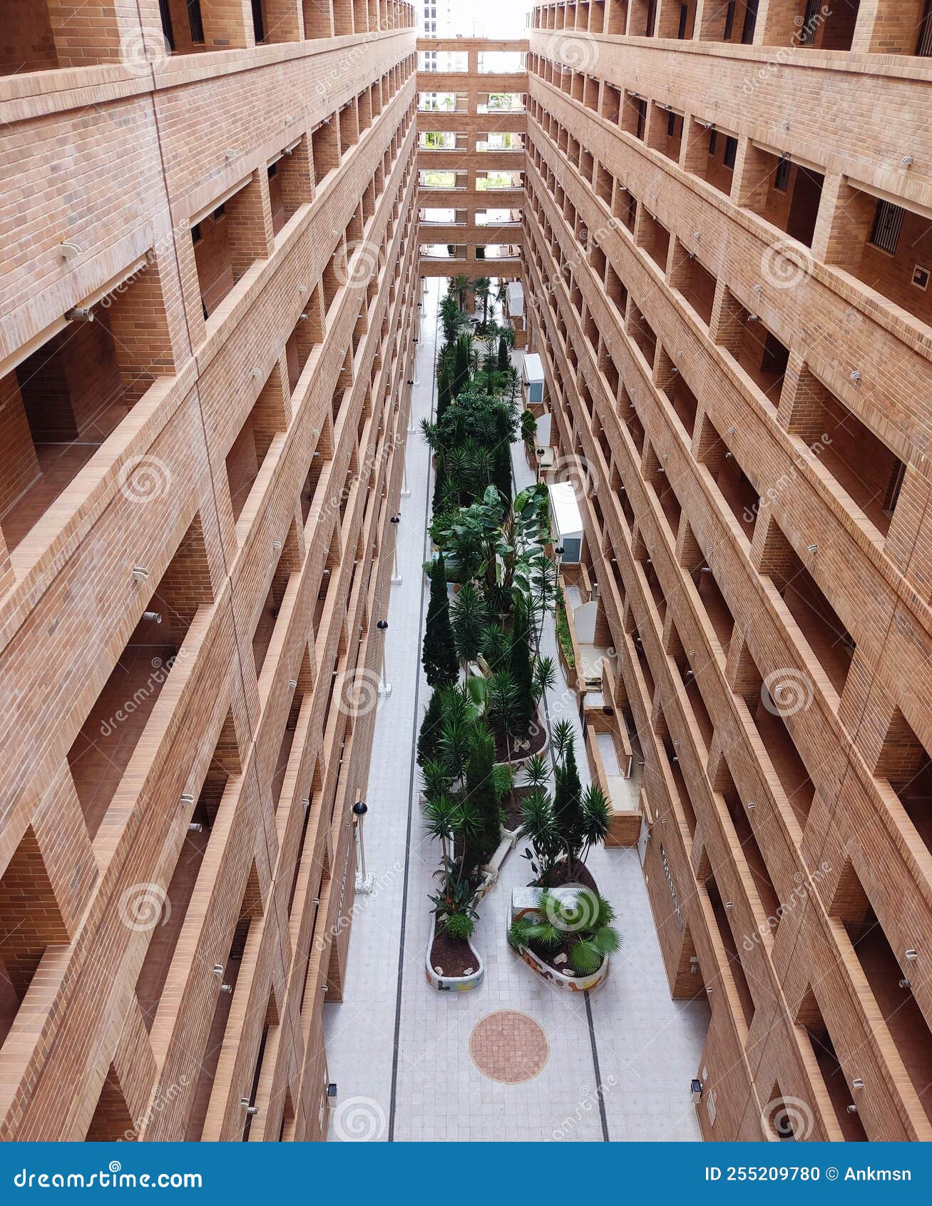 Modern Urbam Architecture from Red Bricks. Building in Perspective Top ...