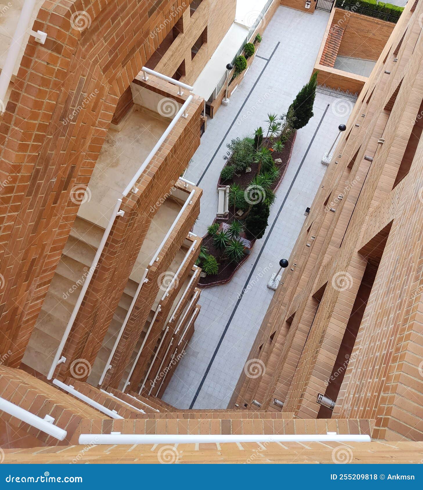 Modern Urbam Architecture from Red Bricks. Building in Perspective Top ...